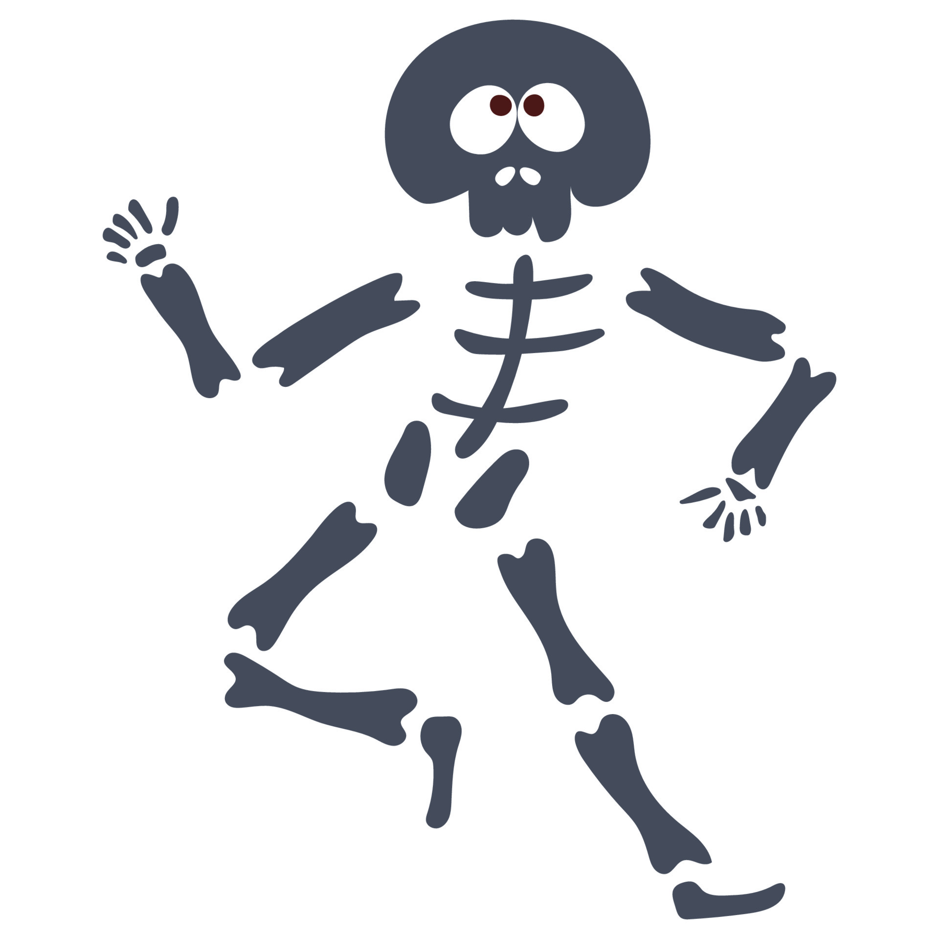 Cute cartoon doodle hand drawn skeleton with bones for Halloween ...
