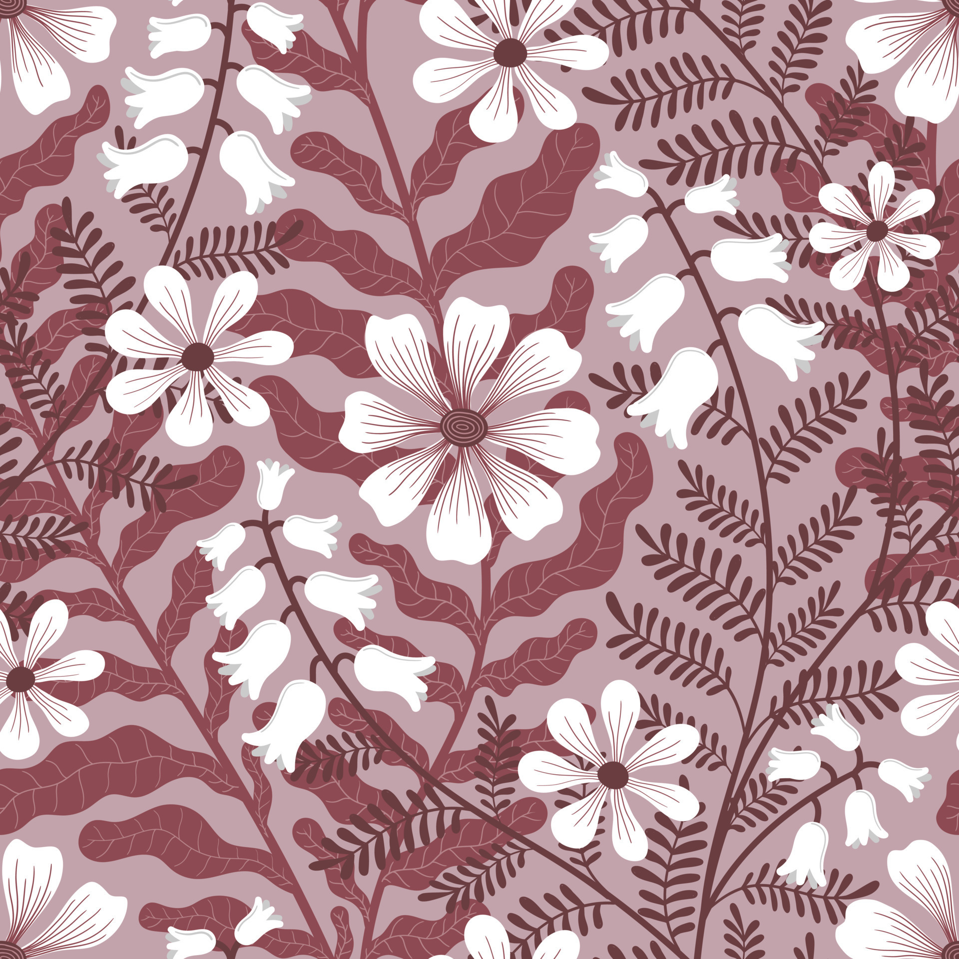 VECTOR SEAMLESS PINK BACKGROUND WITH WHITE WEAVING FLOWERS 11770107 ...