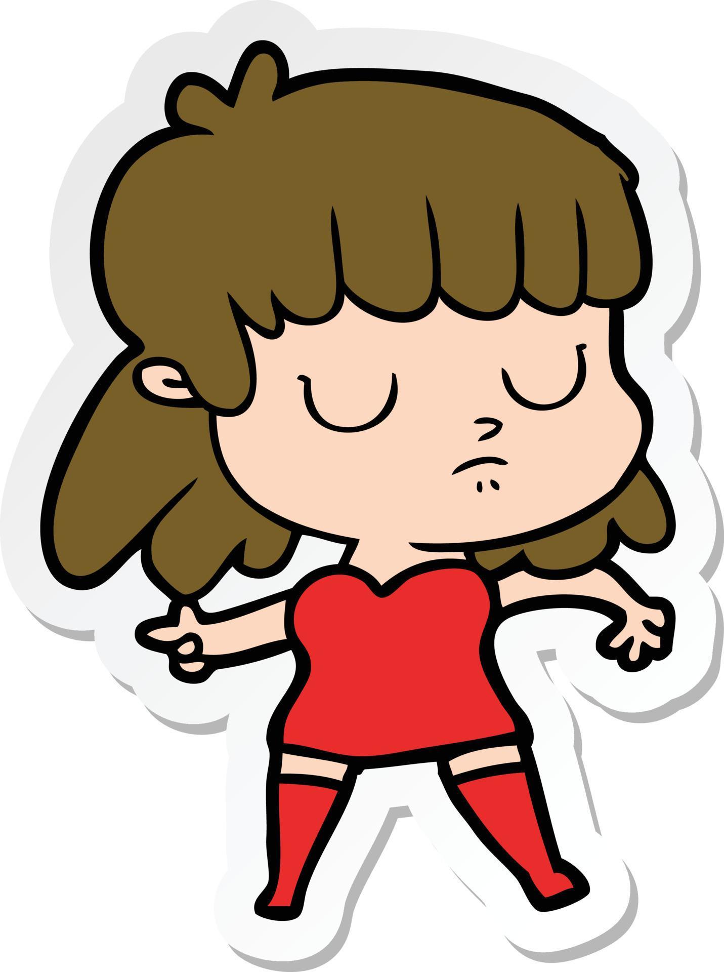 sticker of a cartoon indifferent woman 11770784 Vector Art at Vecteezy