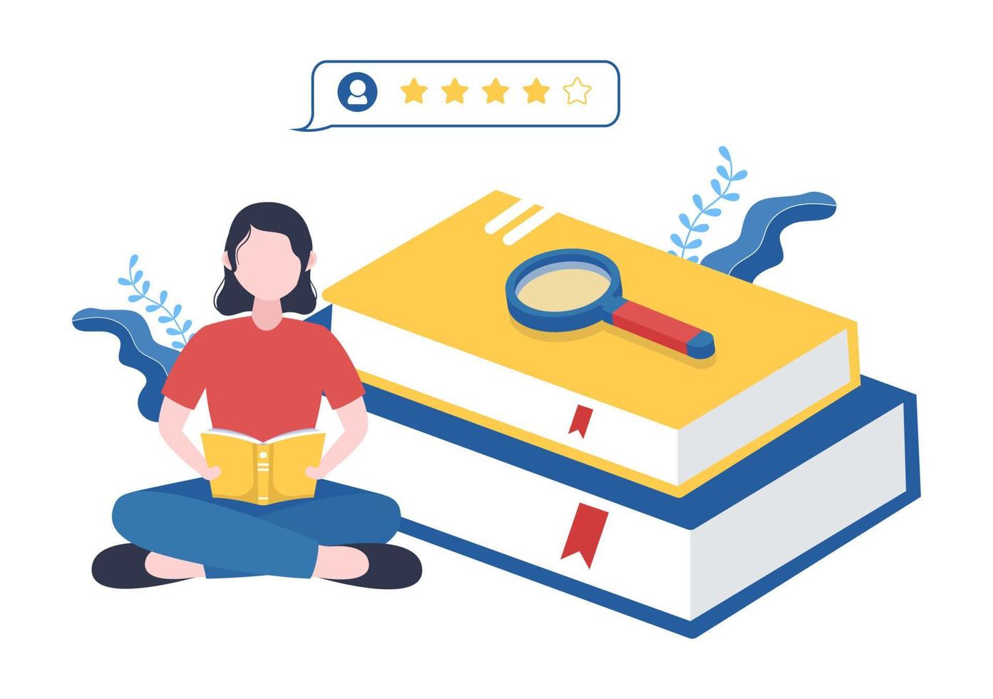 Plantilla De Revisión De Libros Ilustración Plana De Dibujos Animados