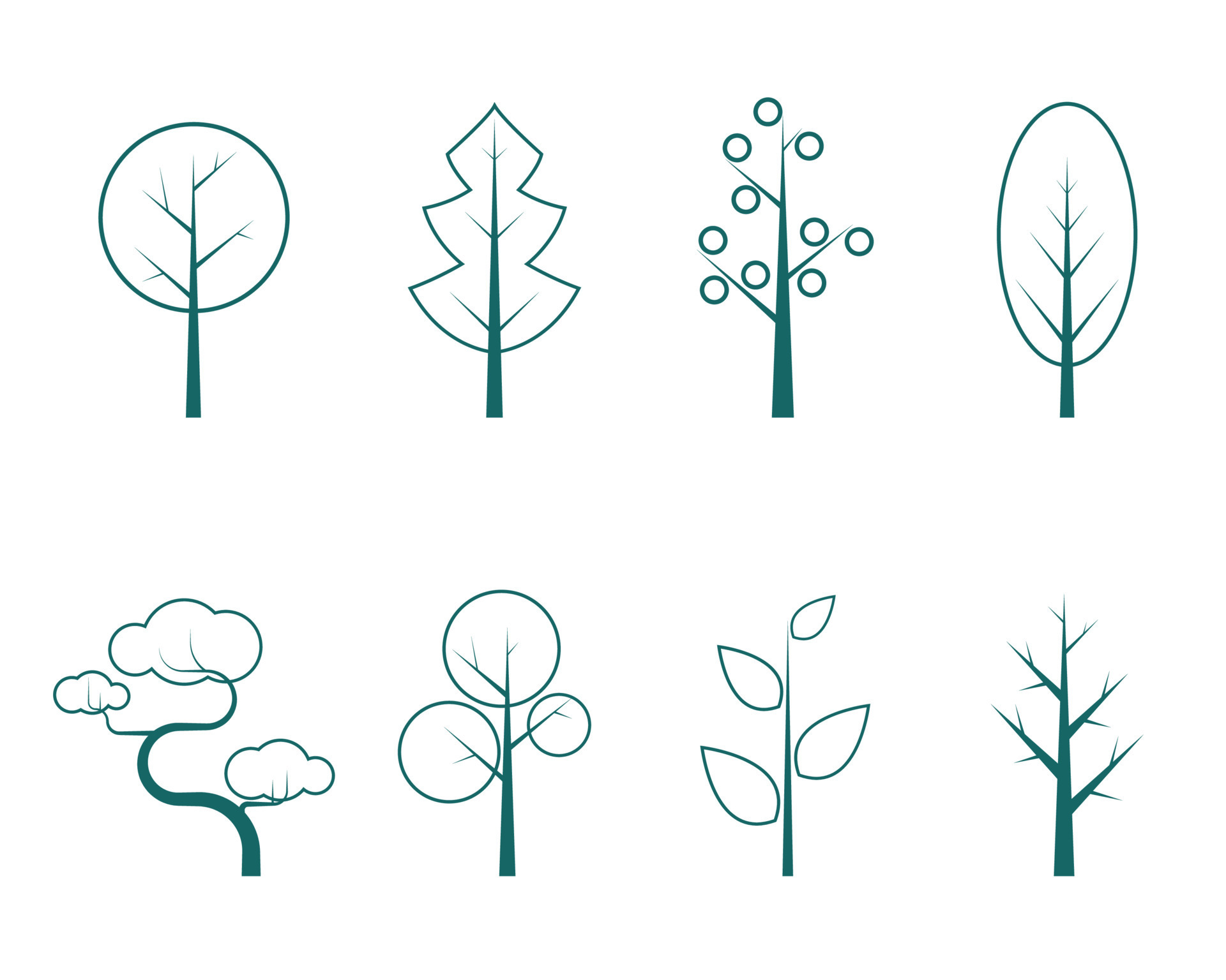 Tree Icons Set 11776460 Vector Art at Vecteezy