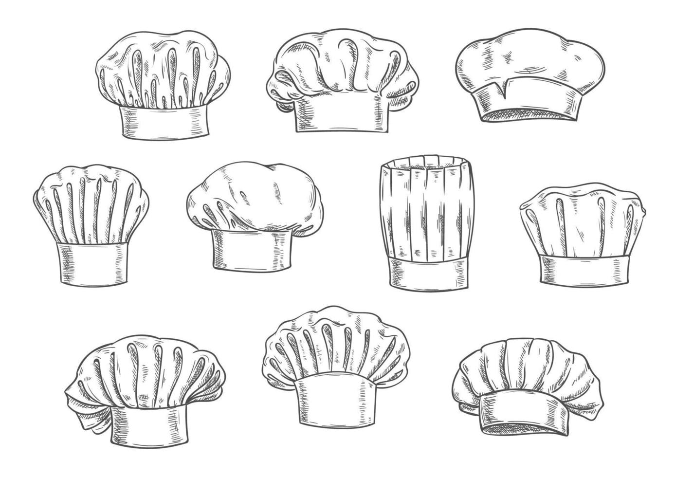 Chef hat, cook cap and toque sketches 11776842 Vector Art at Vecteezy