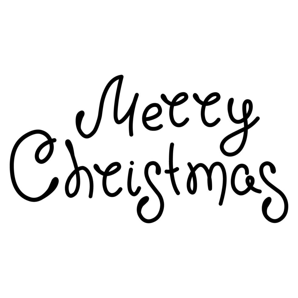 Merry Christmas Hand Drawn Lettering Banner Typography Emblem Text
