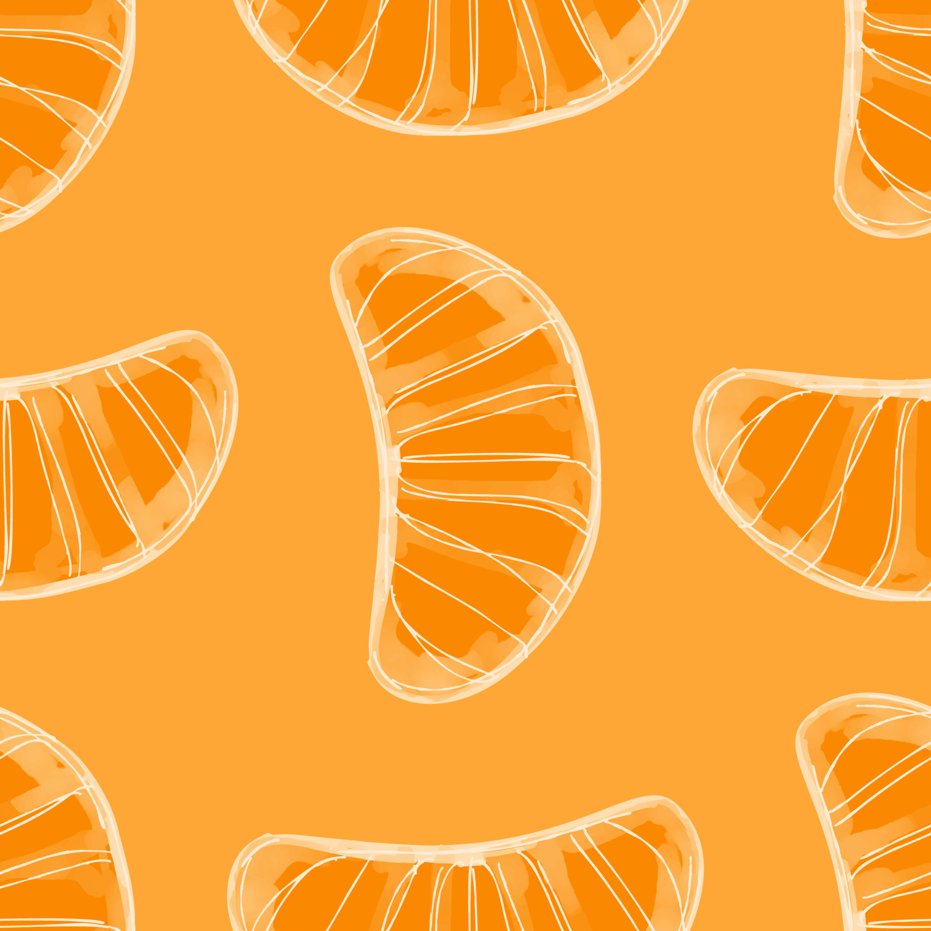Seamless pattern with iIllustration a slice tangerine on orange ... Seamless pattern with iIllustration a slice tangerine on orange ...