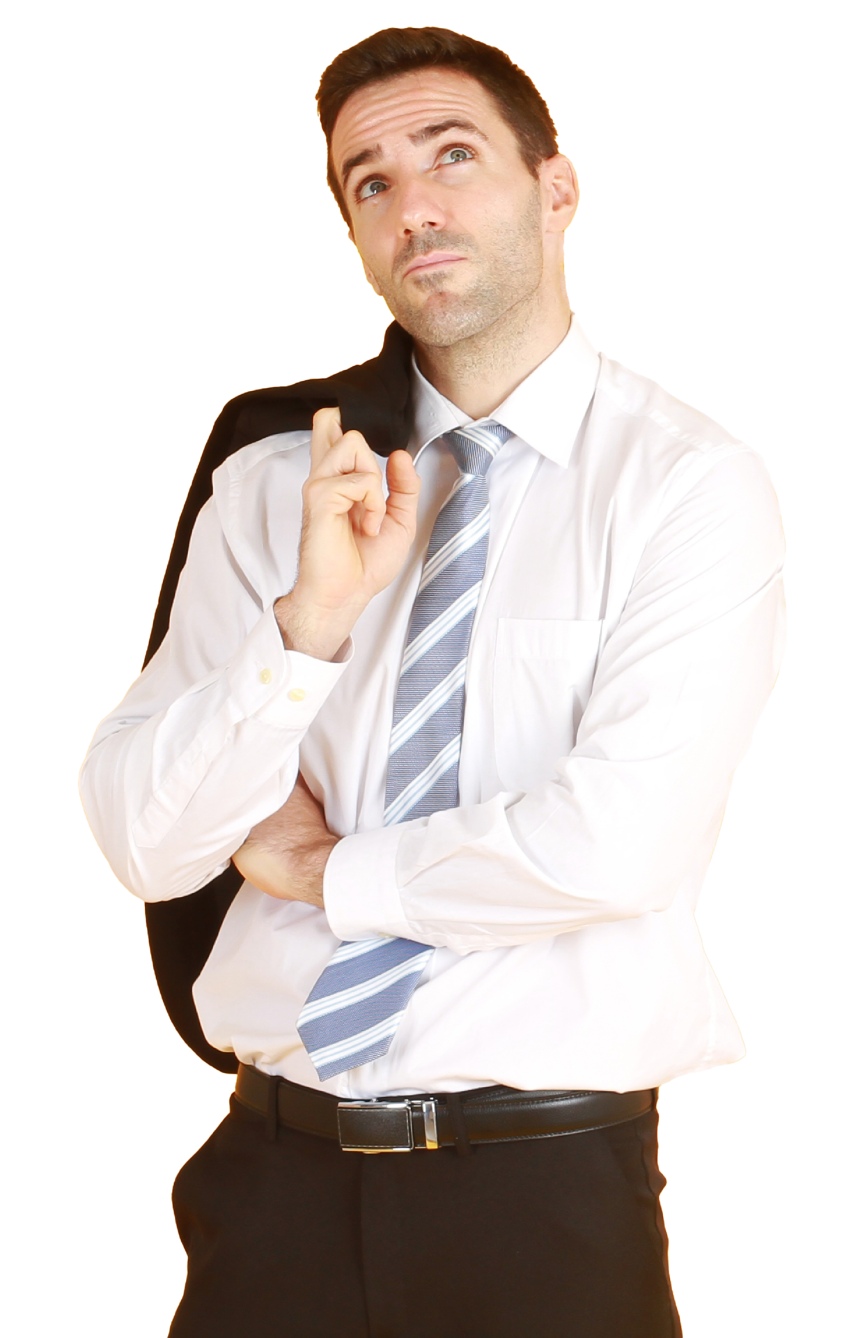 Handsome and smart businessman in suit and white shirt relaxing on ...