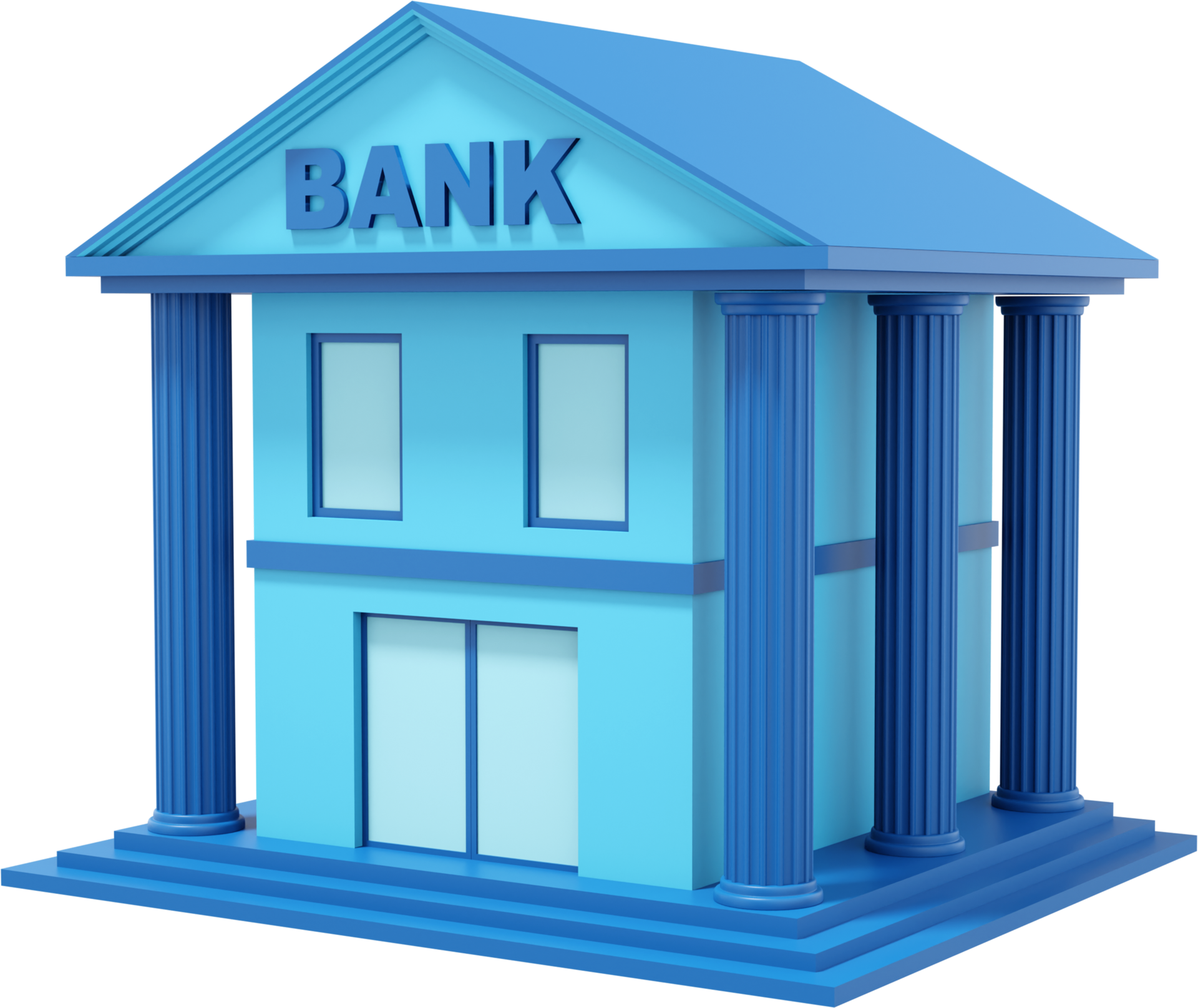 Blue bank building with columns. PNG transparent background. 3d rendering. 11794191 PNG