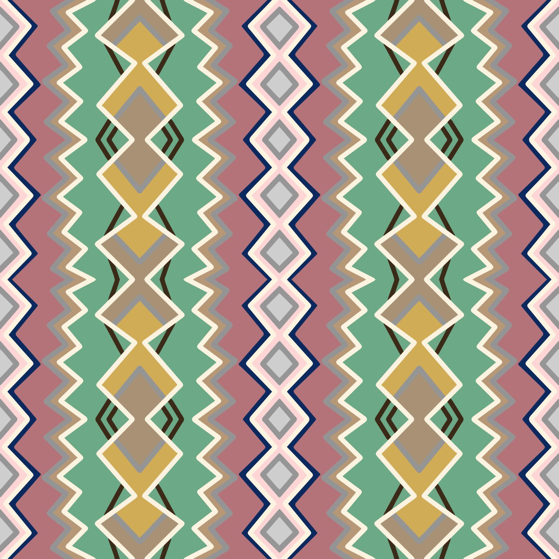 Chevron Zigzag Pattern Design With Aztec Style And Ikat Sign Seamless