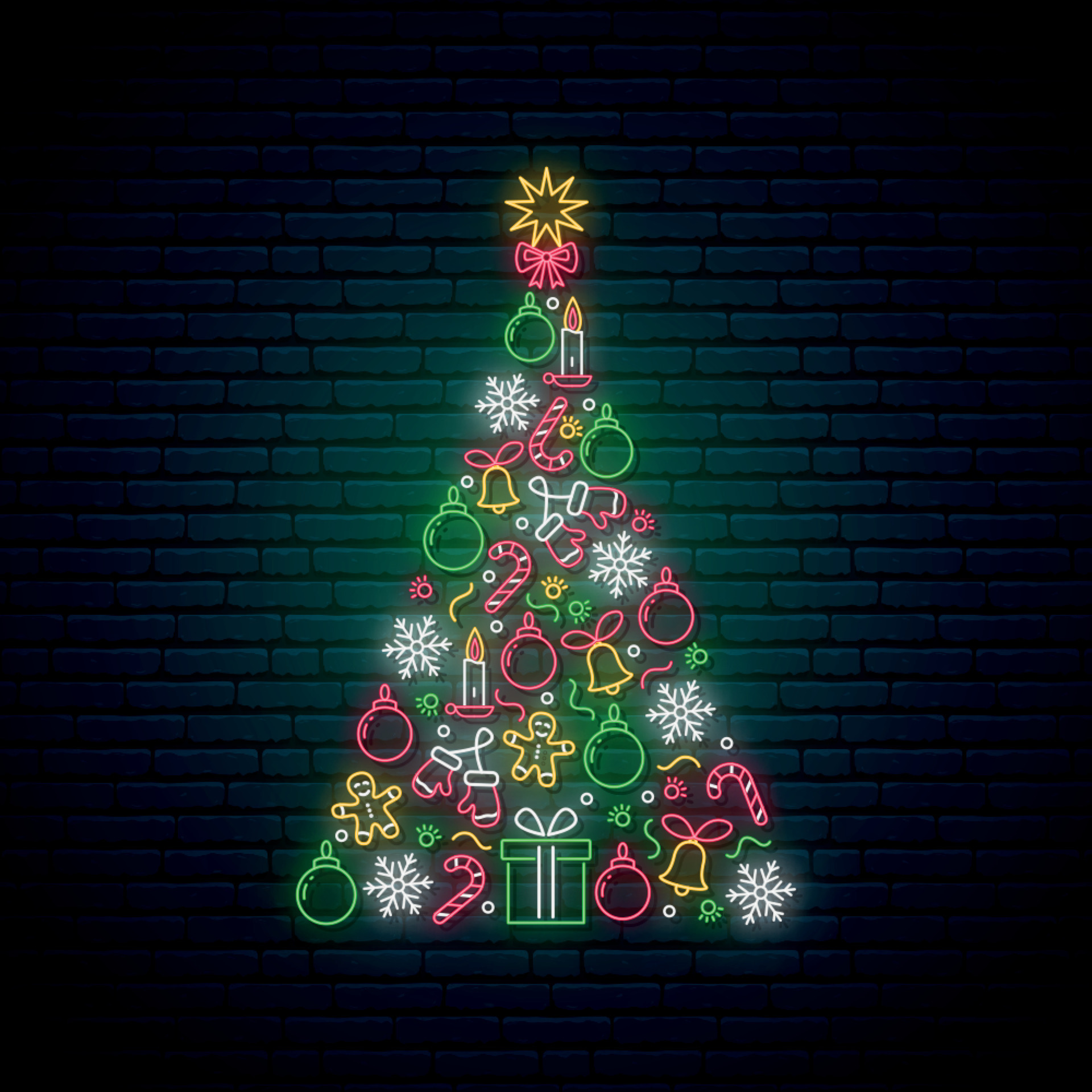 Neon Christmas Candles Clipart