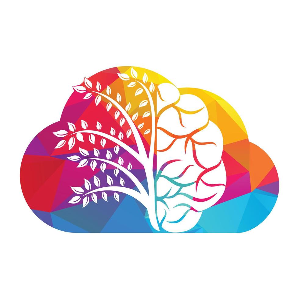 Modern brain cloud tree logo design. Think colorful brain idea. 11797535 Vector Art at Vecteezy