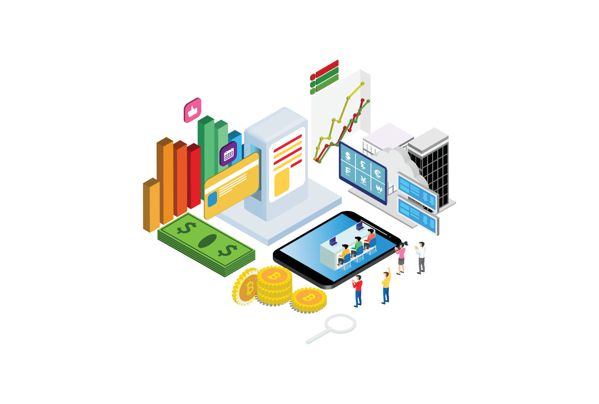 Modern Isometric Business To Business Illustration Web Banners Suitable For Diagrams