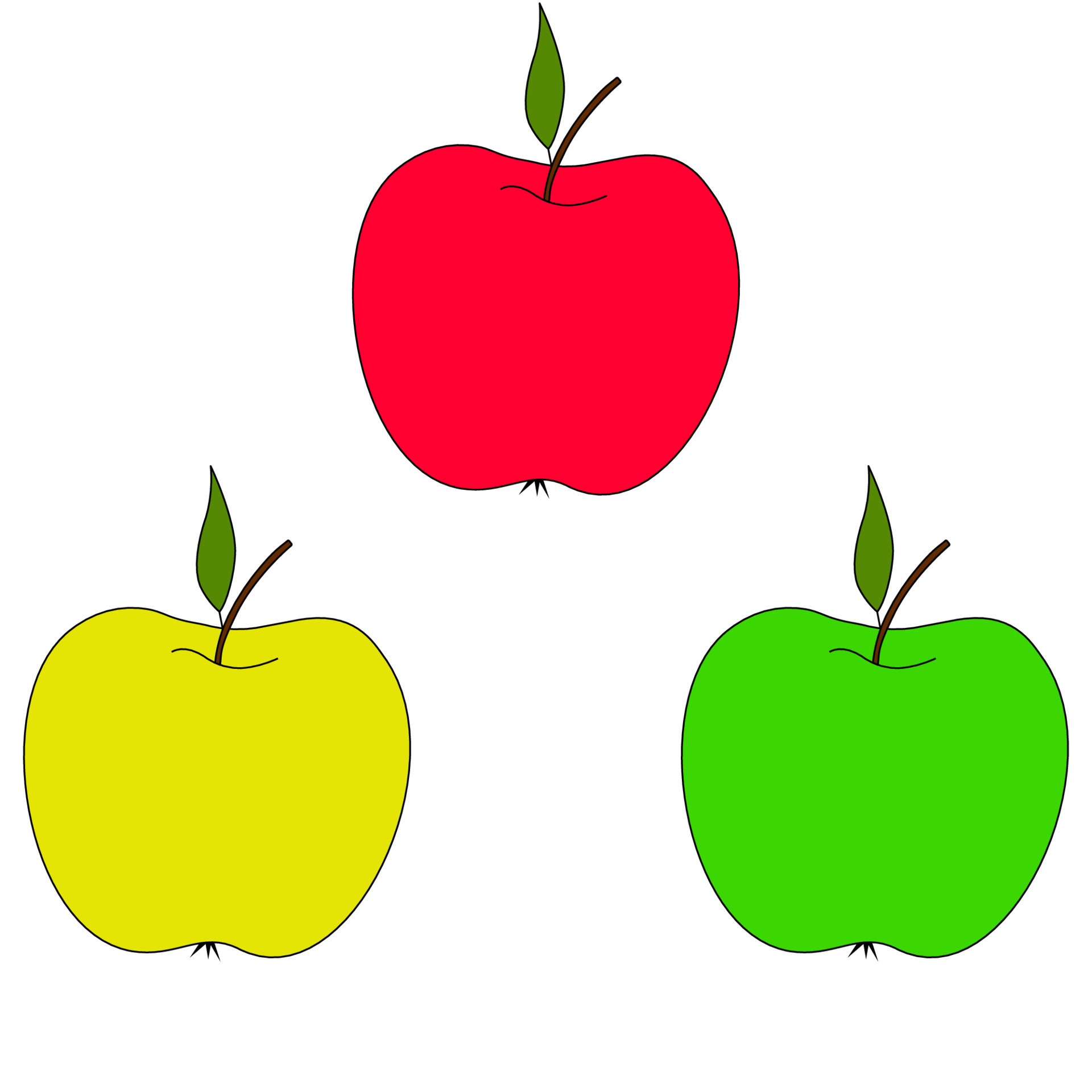 A set of apples with a green leaf. Apples isolated on a white ...