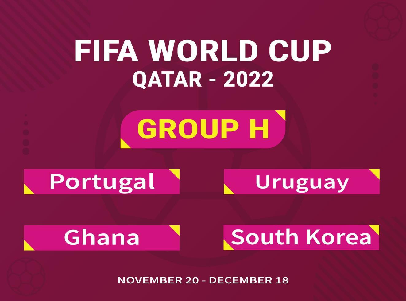 Fifa Qatar World Cup 2022 Group H Participating Countries 11802008