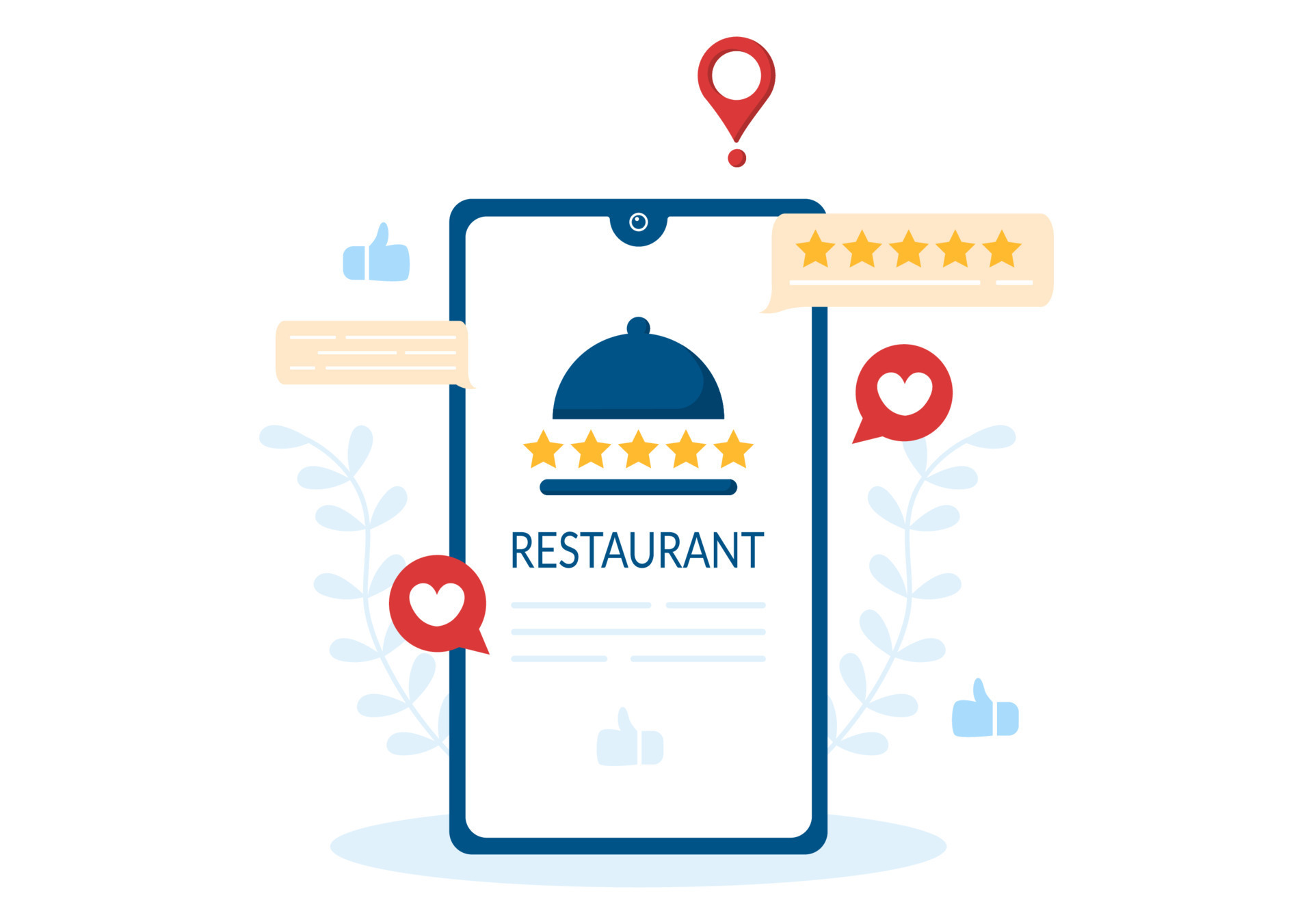 Restaurant Rating Review Template Hand Drawn Cartoon Flat Illustration
