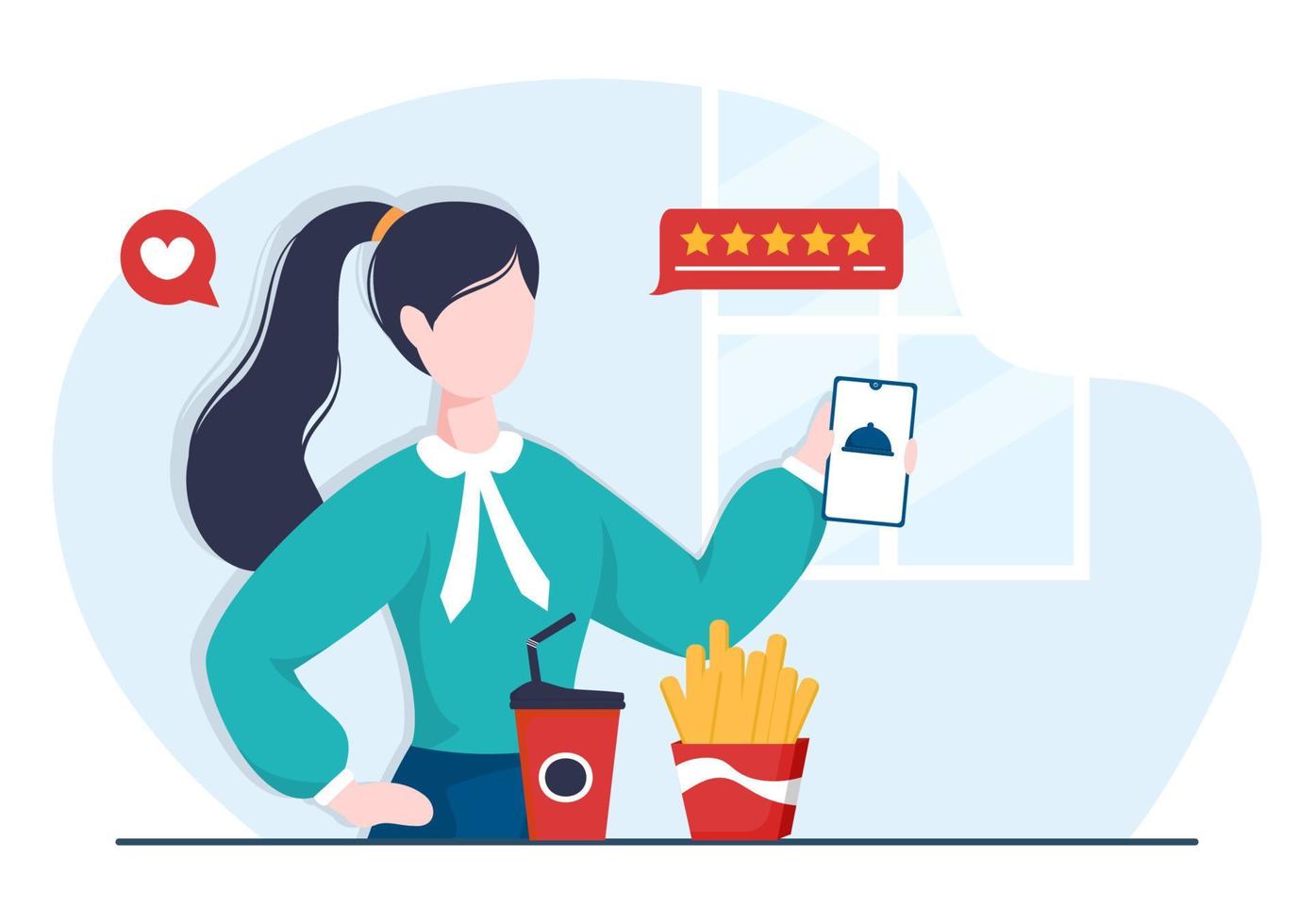 Restaurant Rating Review Template Hand Drawn Cartoon Flat Illustration