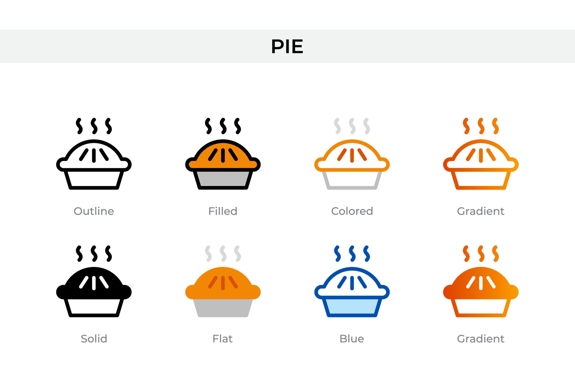 Pie Icon In Different Style Pie Vector Icons Designed In Outline Solid Colored Filled