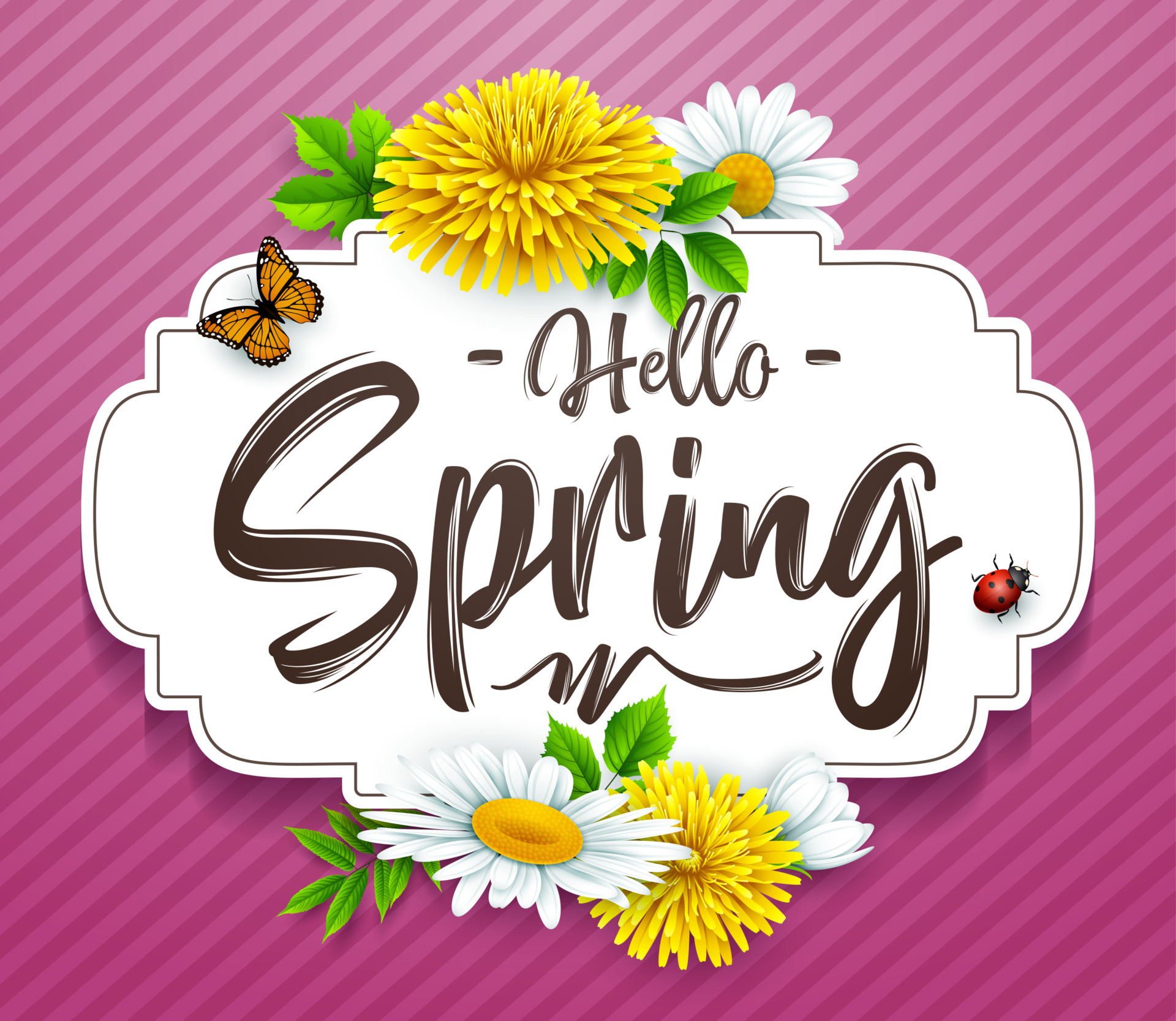 Spring background with several flower wreath. vector illustration ...