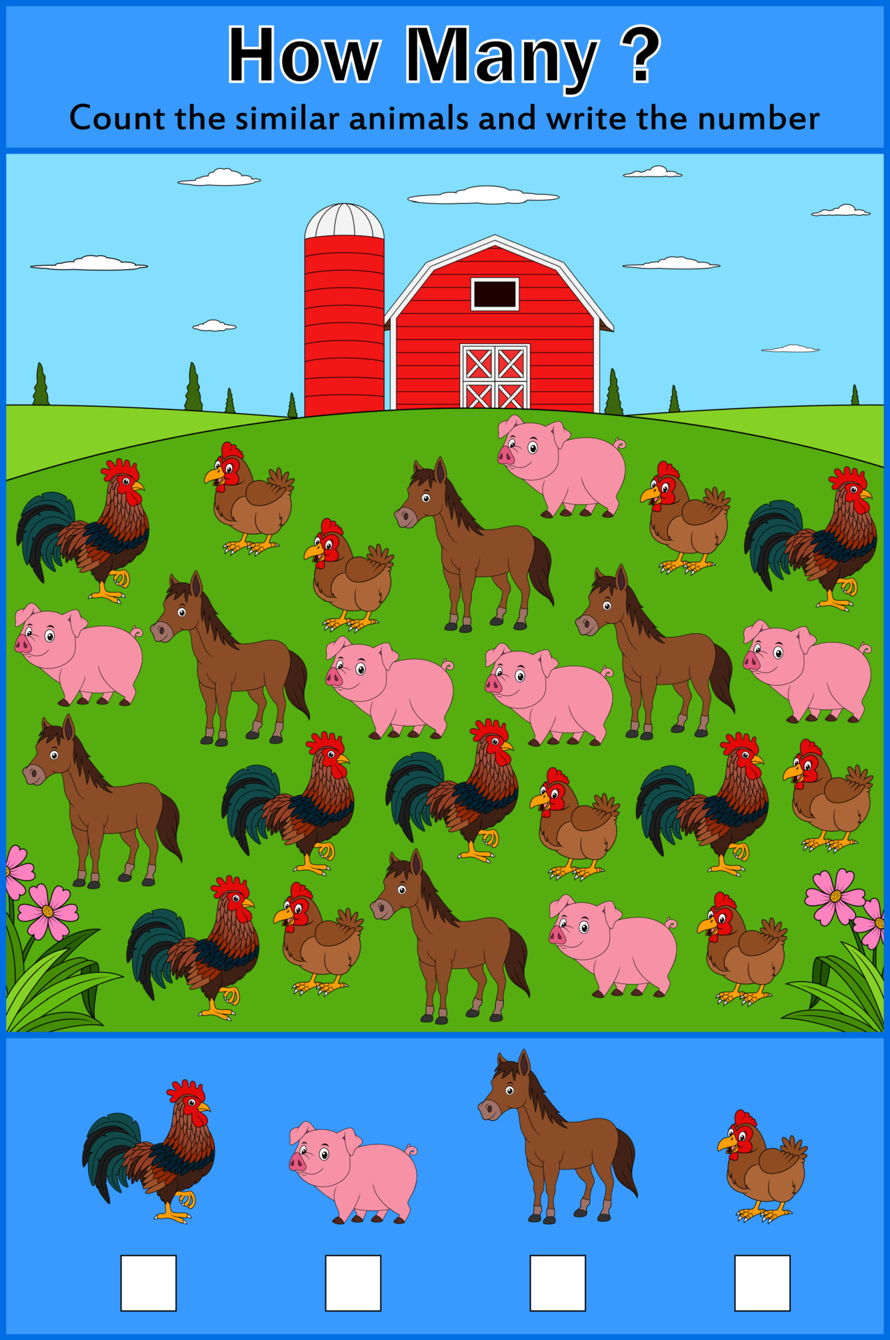 Education counting game of farm animals for preschool children 11813982 ...