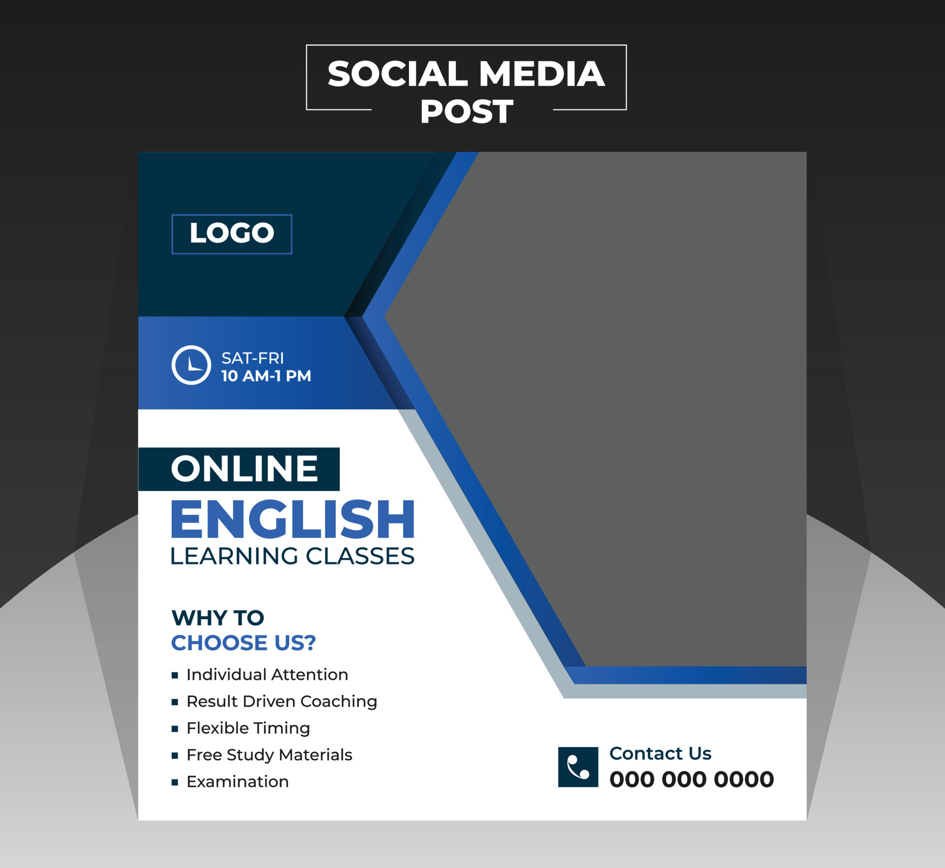 Modern social media post banner design template for language learning ...