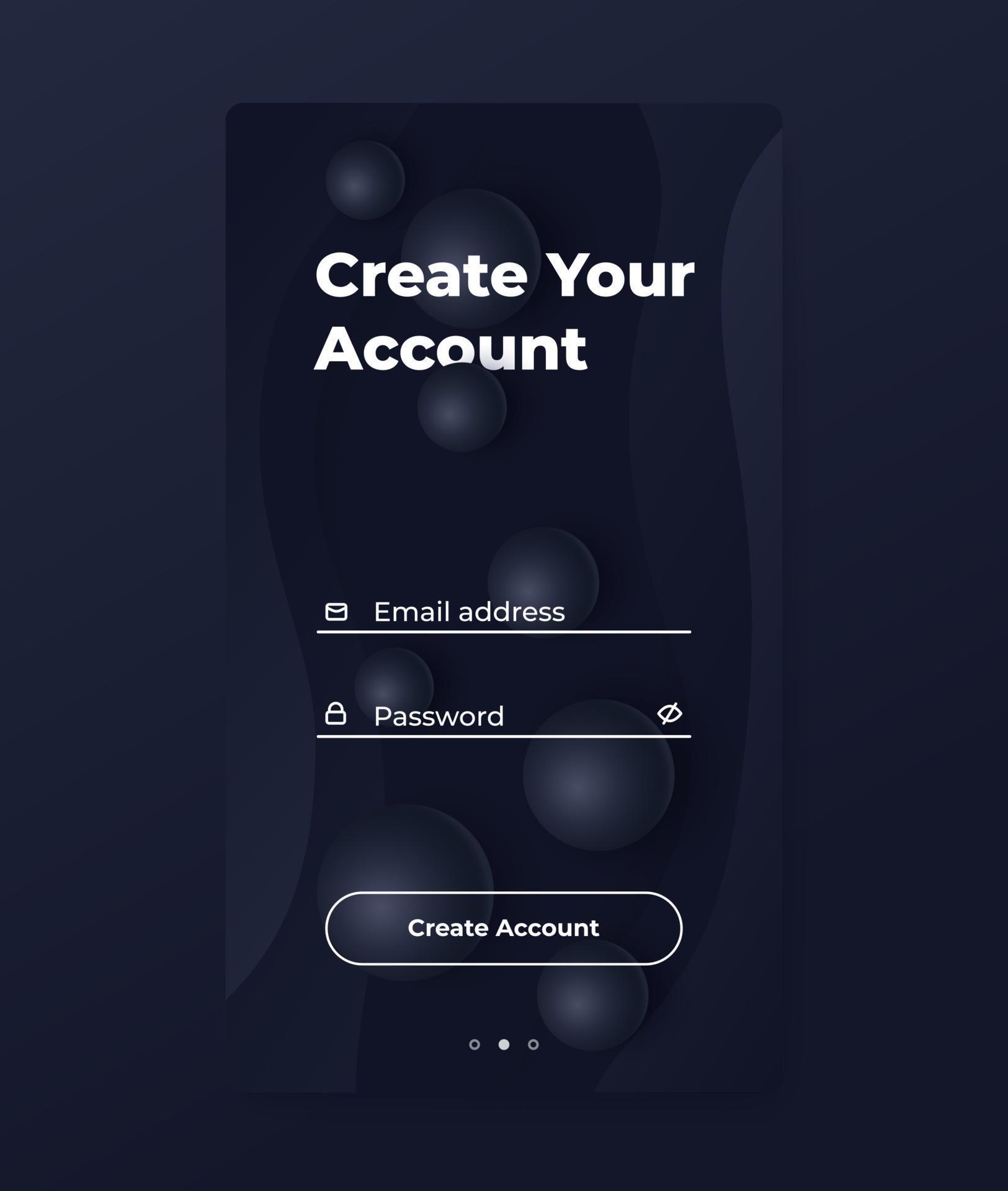 Create account screen, app ui design, vector interface 11819294 Vector Art at Vecteezy