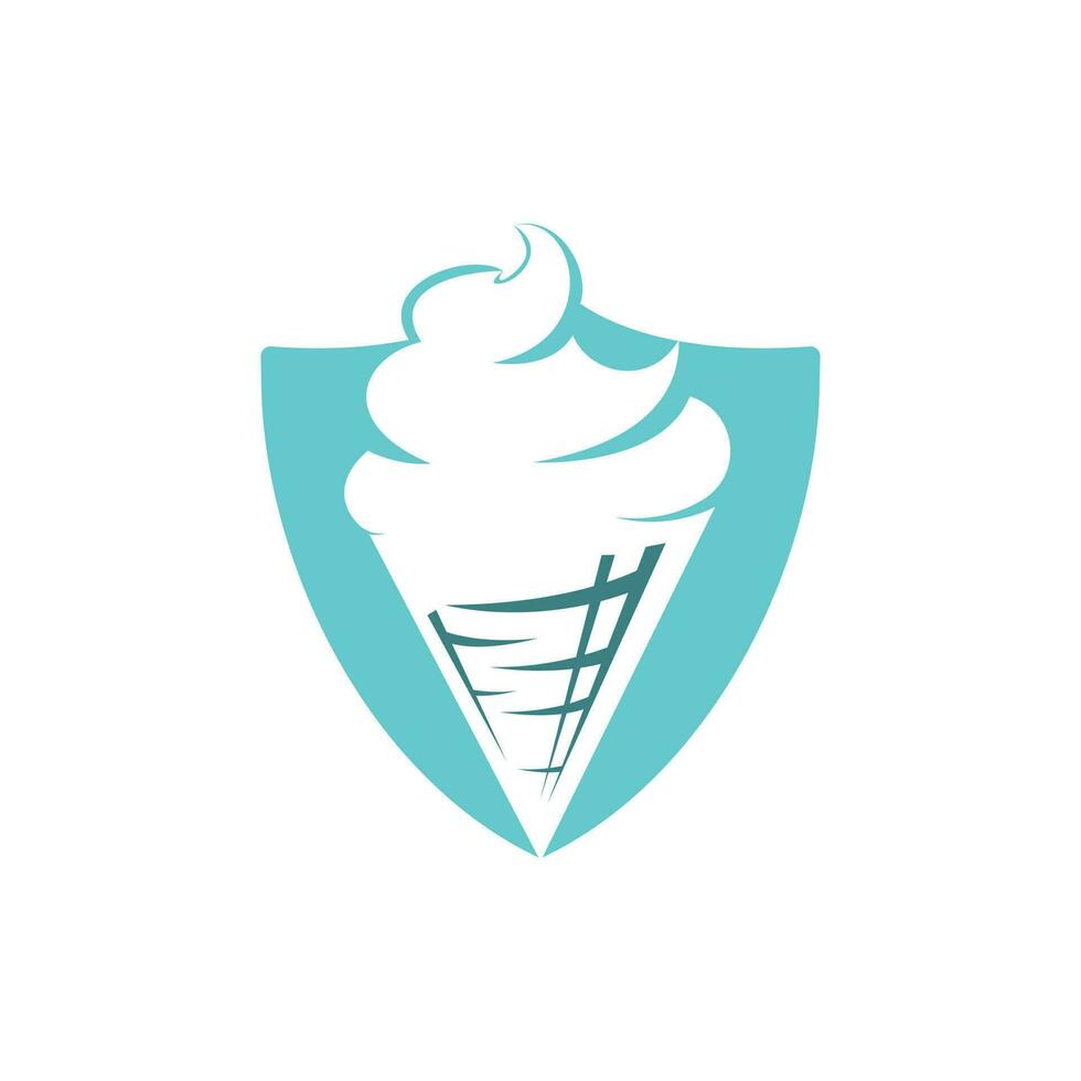 Helado En El Logo Del Cono De Gofre Icono De Vector De Cono De Helado