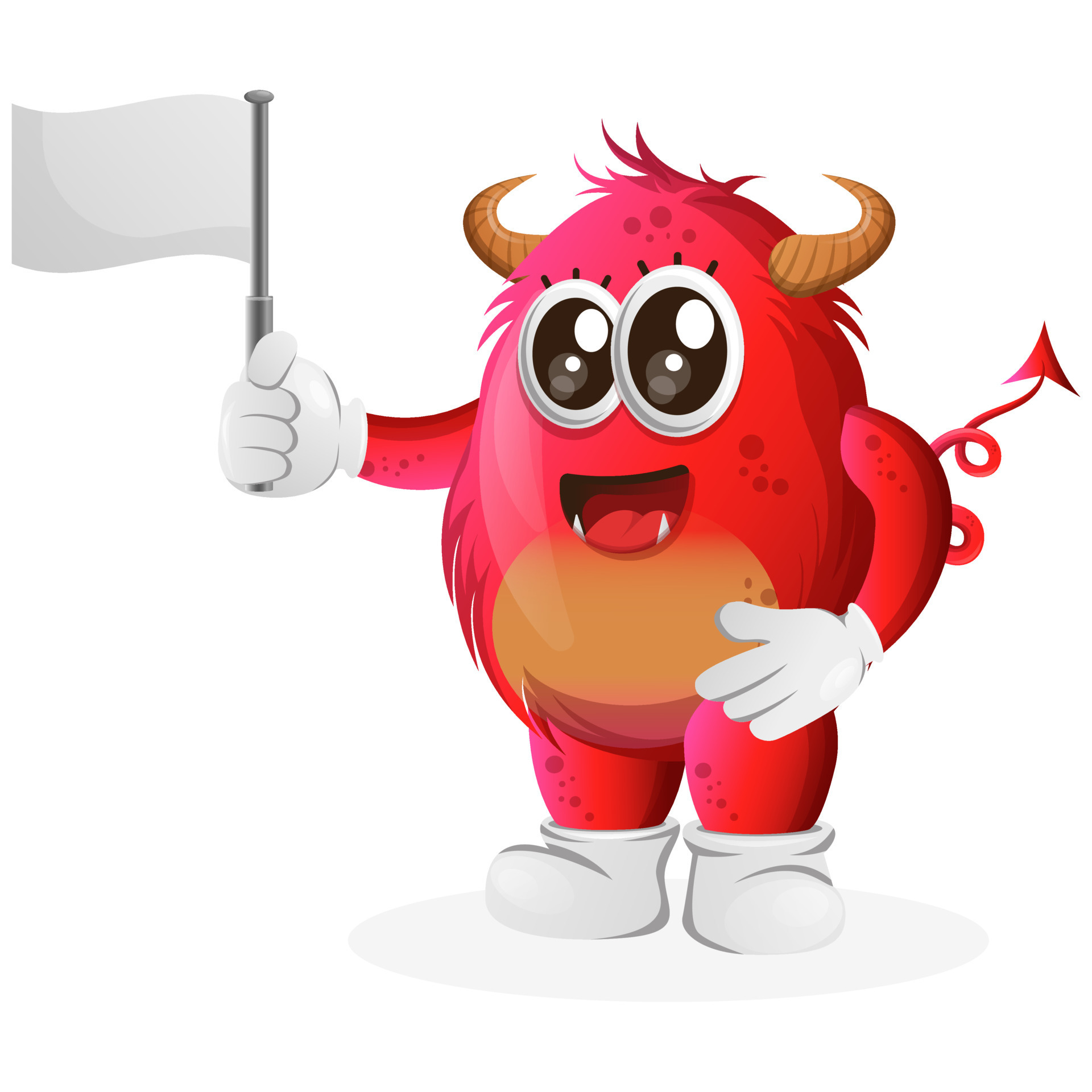 Vector Cute red monster waving white empty flag 11824030 Vector Art at ...