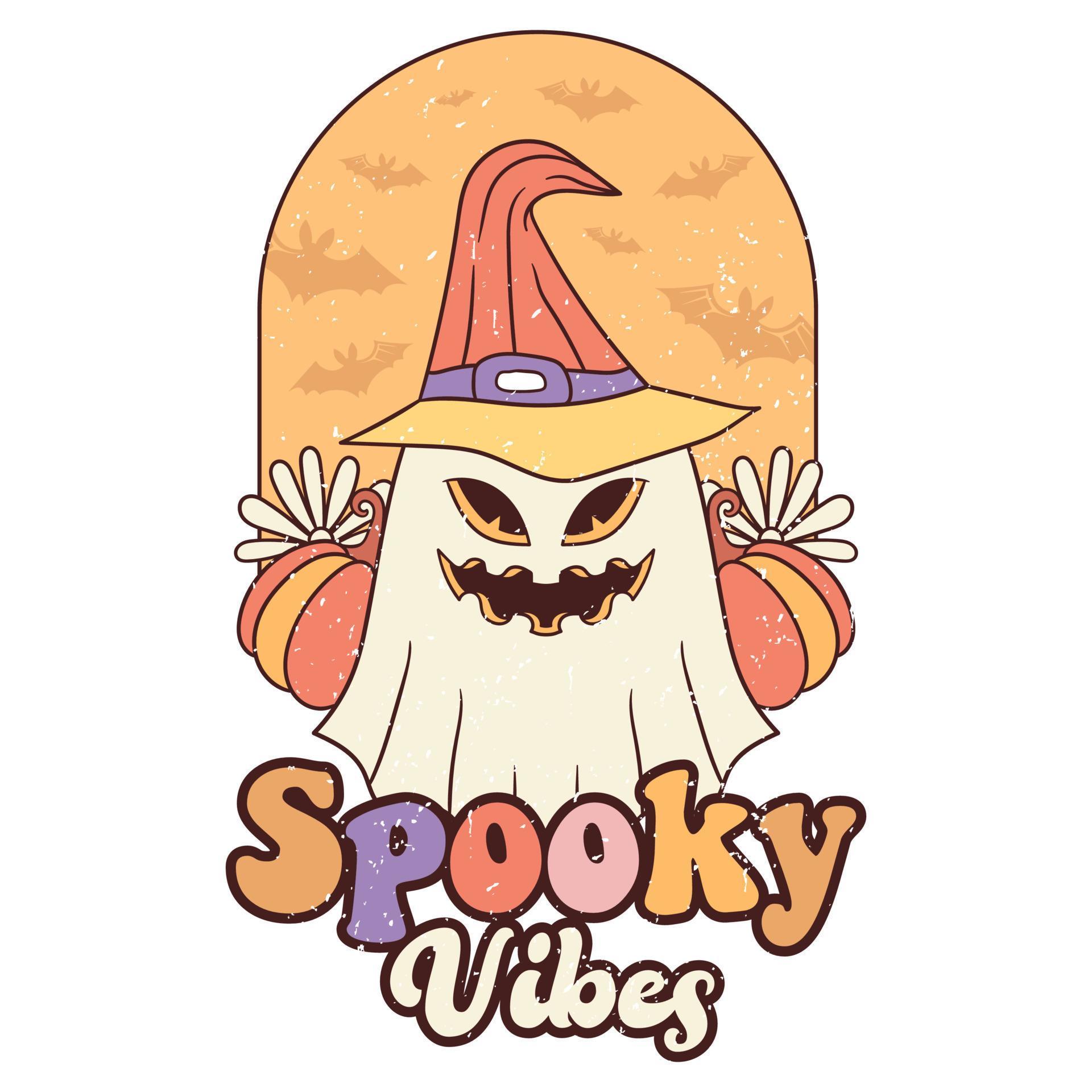Spooky Season With Smile Ghost Cute Retro Halloween Design Retro Halloween Poster 11827770