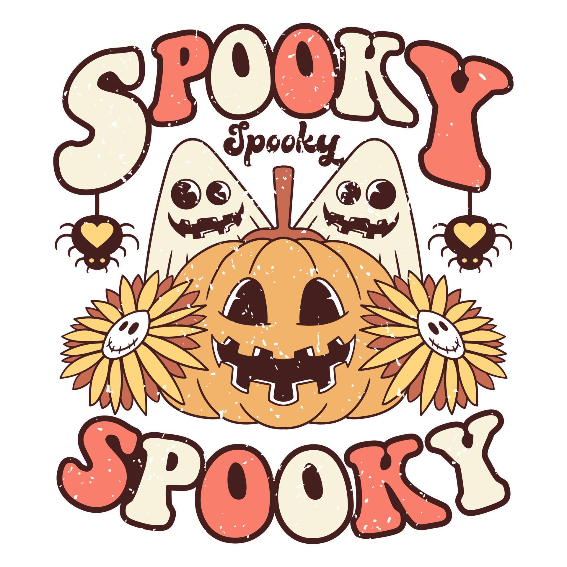 Spooky Cute Retro Halloween Design, Retro Halloween Poster. Pumpkin and ...