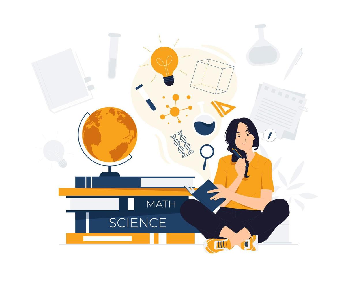 Study student gain knowledge concept illustration 11828289 Vector Art ...