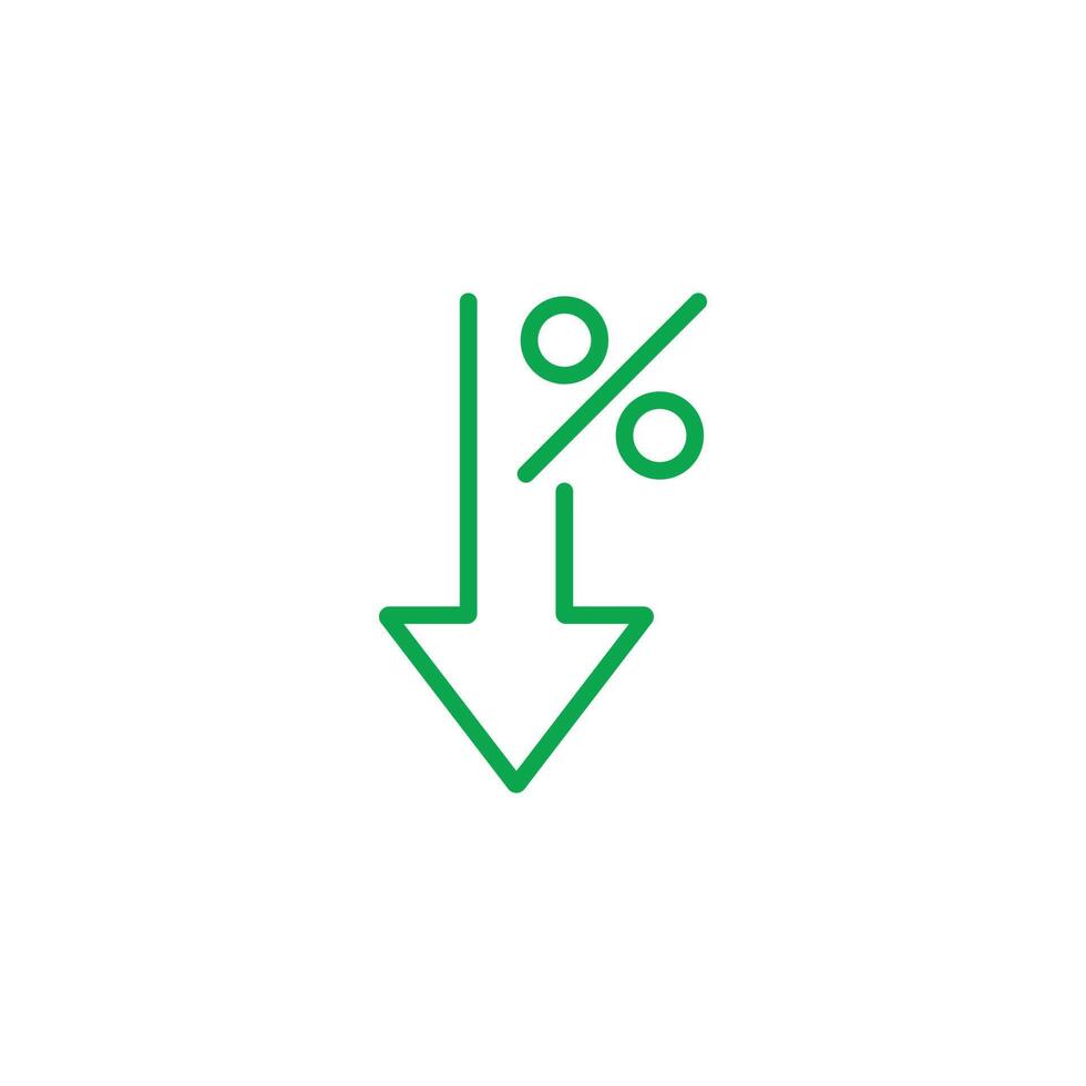 eps10 green vector Percentage down arrow icon isolated on white ... eps10 green vector Percentage down arrow icon isolated on white ...