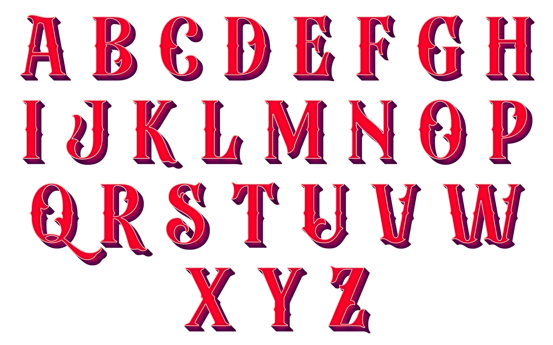 red colour 3d alphabet letters 11841024 PNG