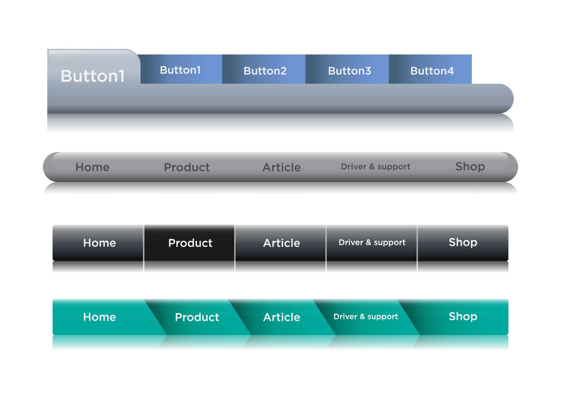 Set of navigation bar templates with black hover button 11844096 Vector ...