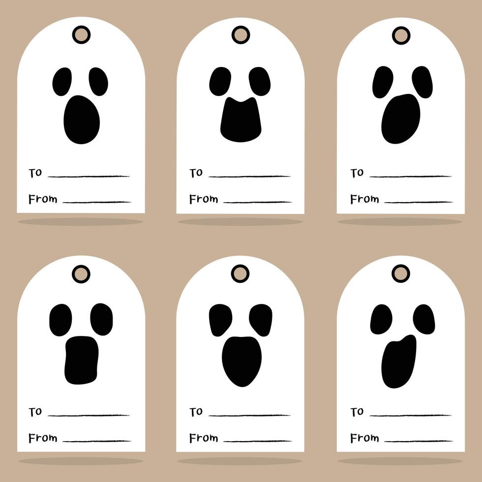 Halloween character gift tag. Printable greeting cards with ghost ...