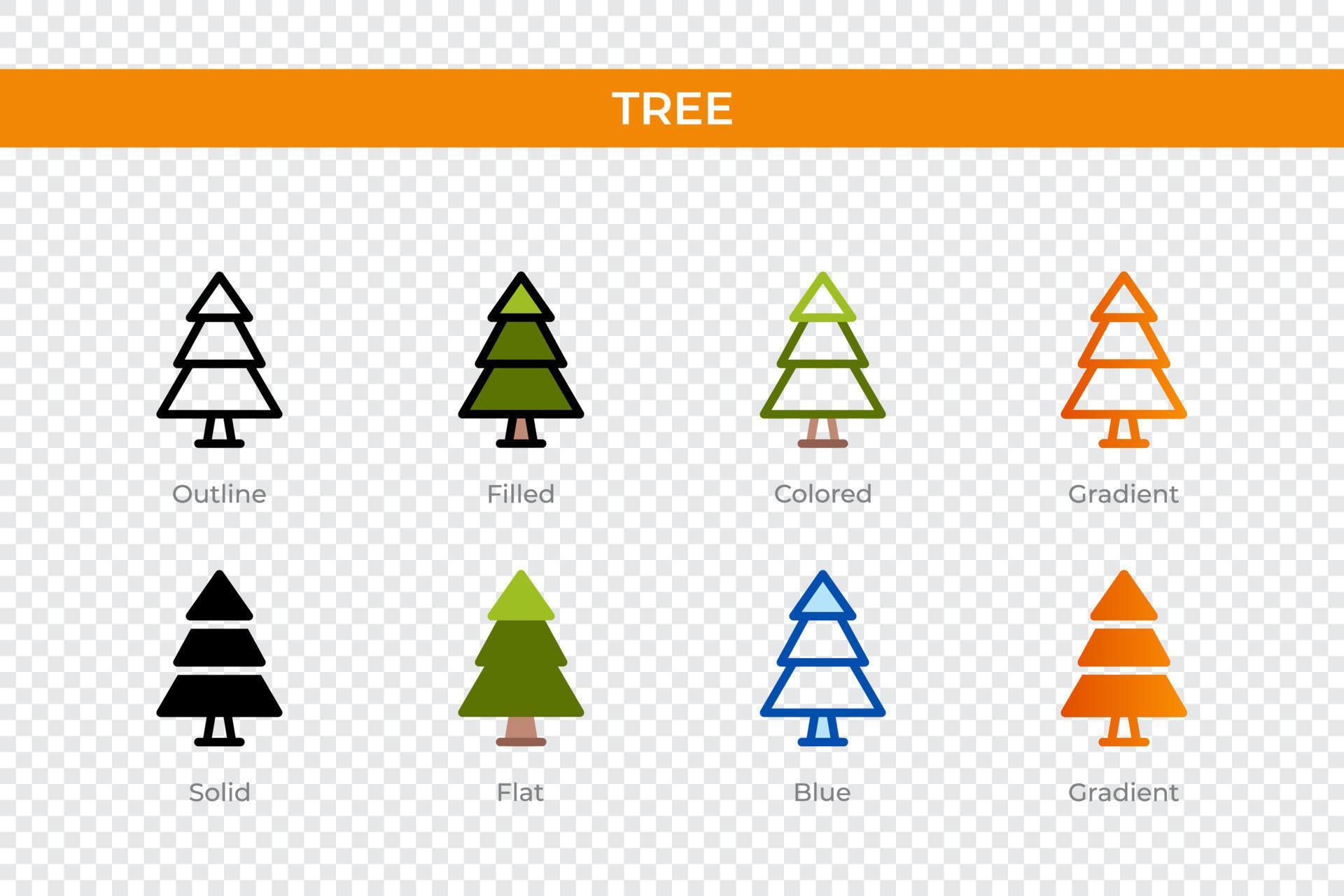 tree icon in different style. tree vector icons designed in outline ...
