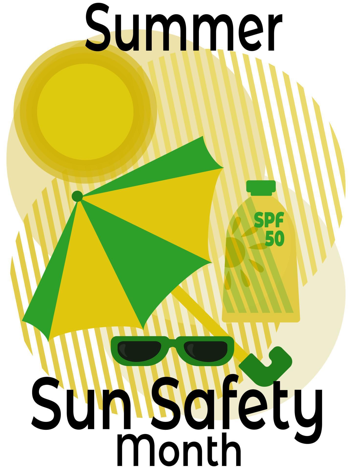 Summer Sun Safety Month, idea for a poster, banner, flyer, postcard on ...