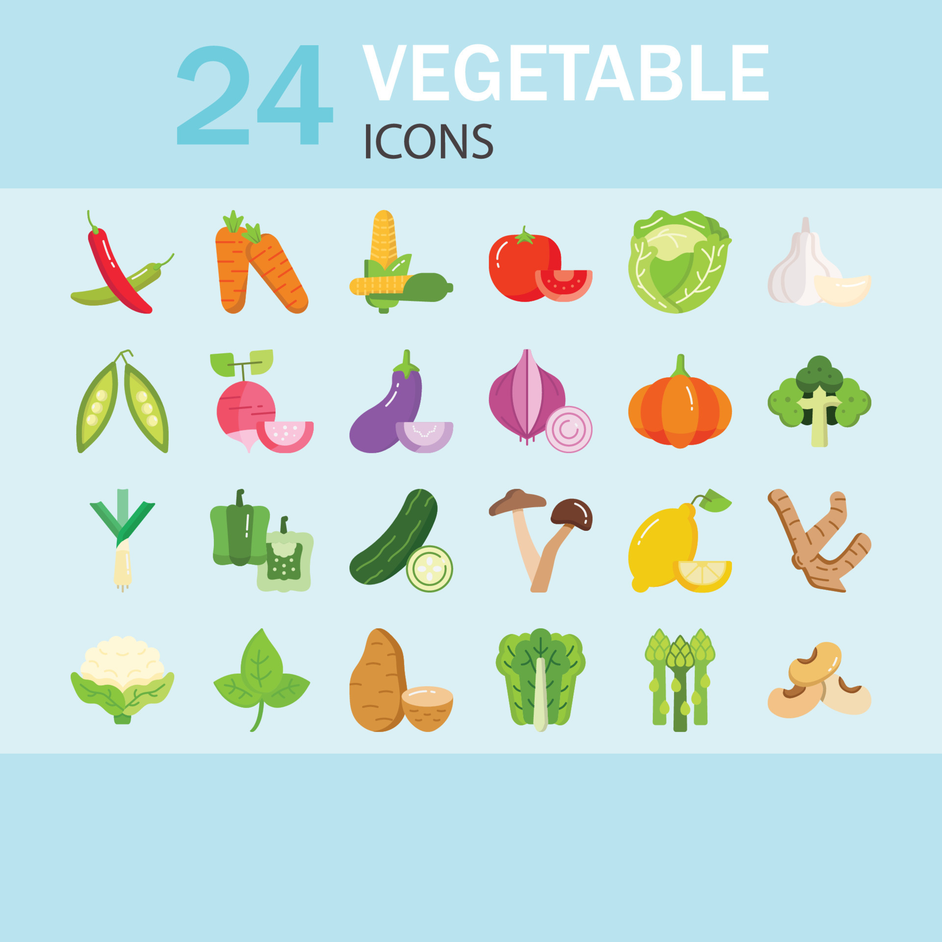 Icon Set of Vegetables Vector Flat Icons. Contains such Icons as ...