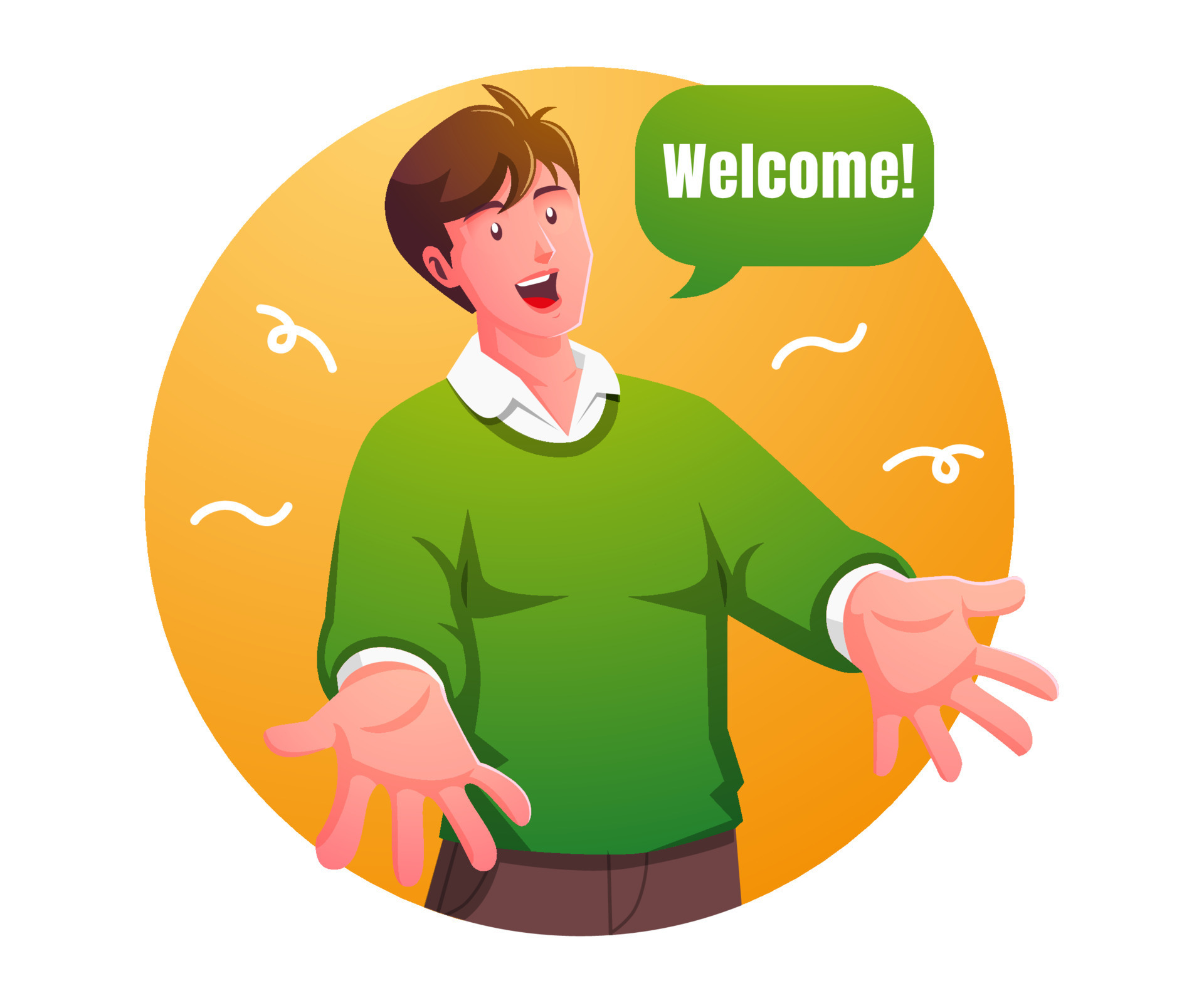 Cheerful man gesturing welcome sign and smiling 11856109 Vector Art at ... Cheerful man gesturing welcome sign and smiling 11856109 Vector Art at ...