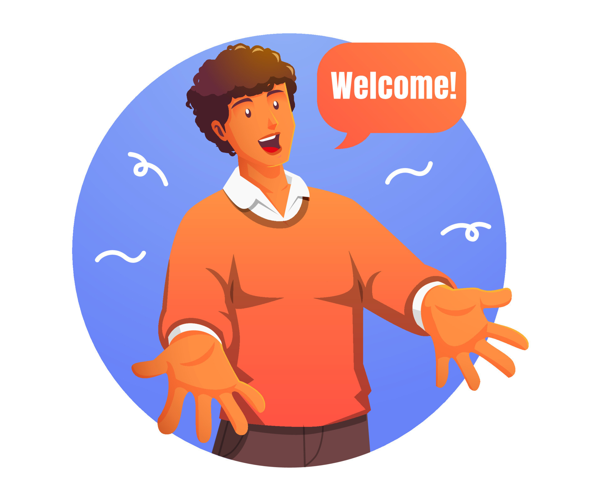 Cheerful man gesturing welcome sign and smiling 11856113 Vector Art at ... Cheerful man gesturing welcome sign and smiling 11856113 Vector Art at ...