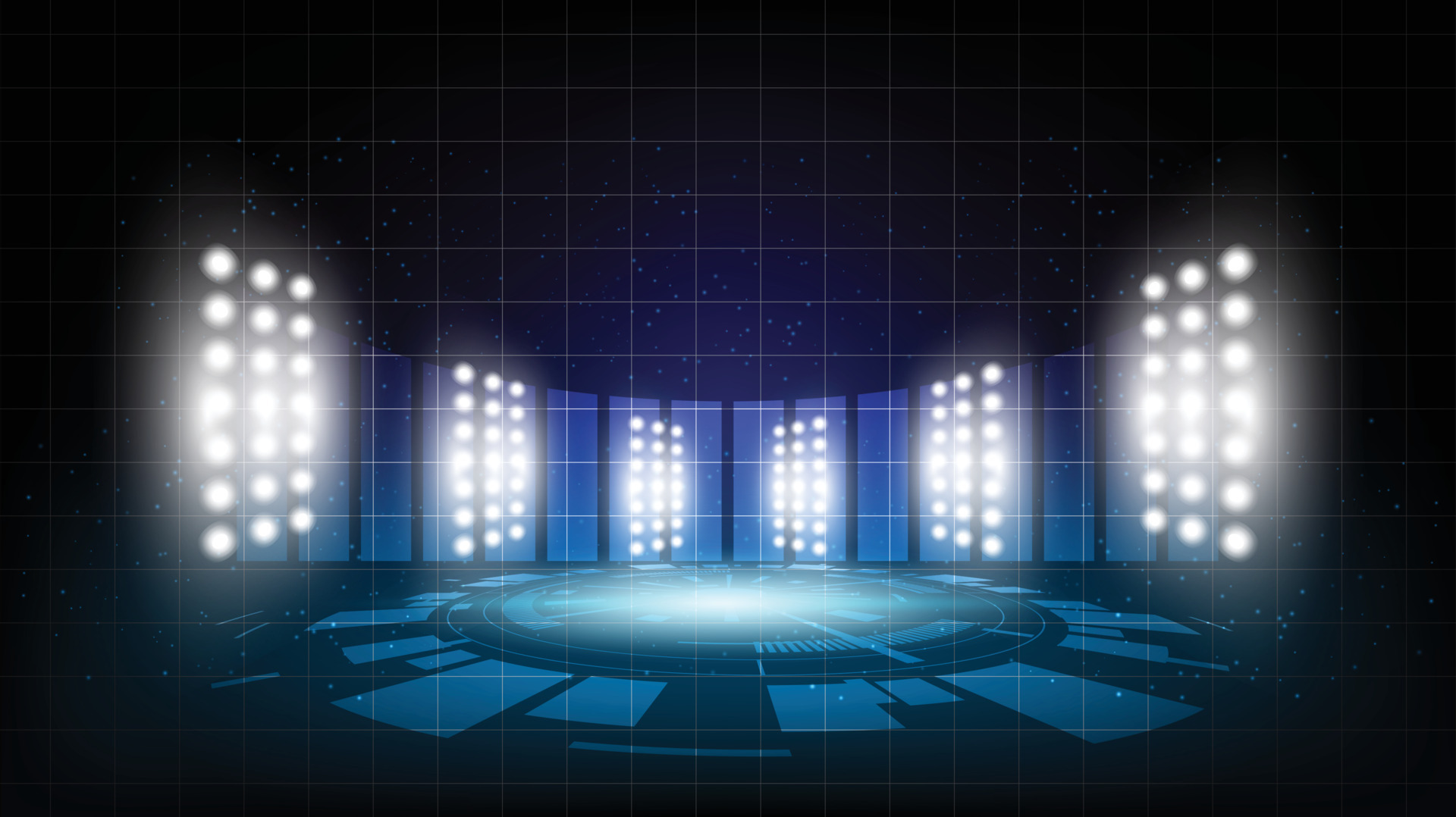 Abstract background stadium stage hall with scenic lights of round ...
