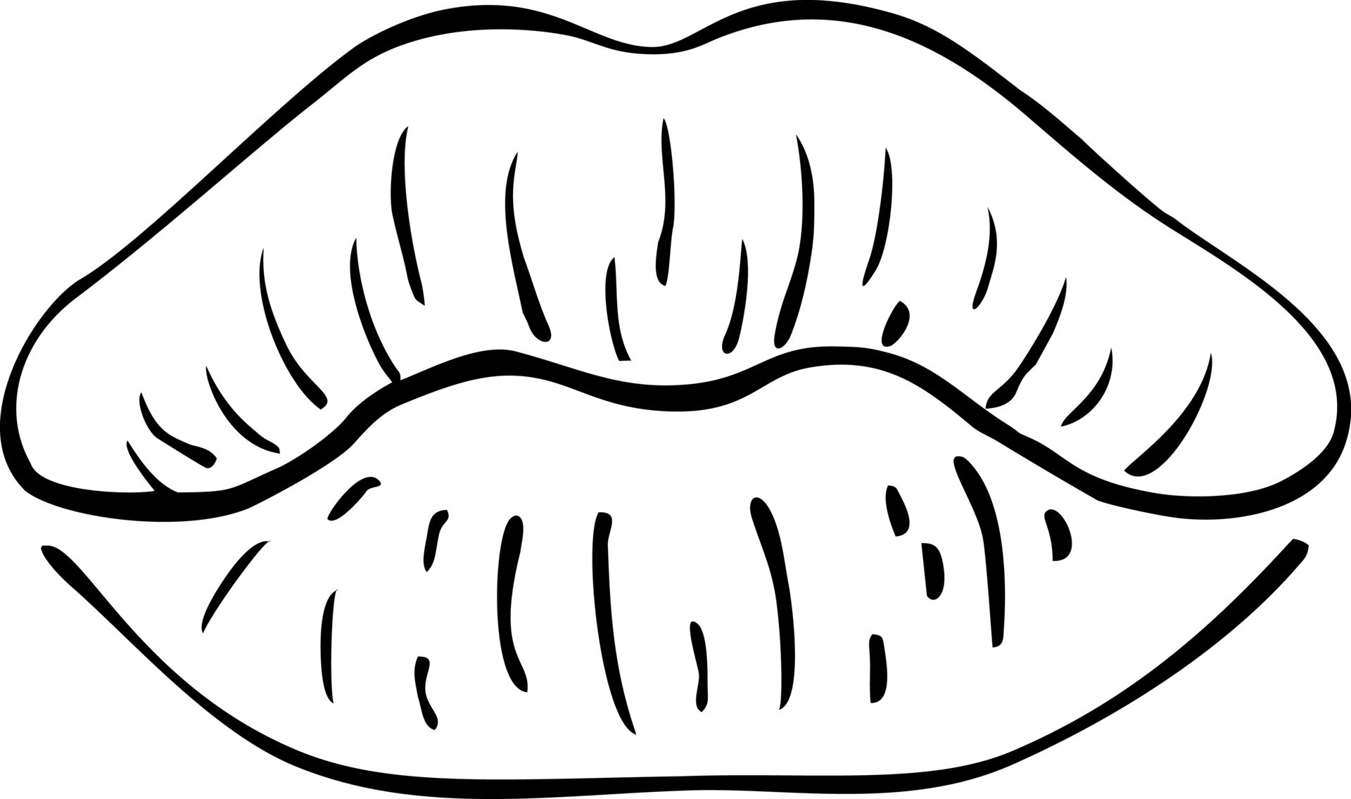 Sexy Plump Lips Kiss Isolated Line Art Lips Line Icon In Trendy Style