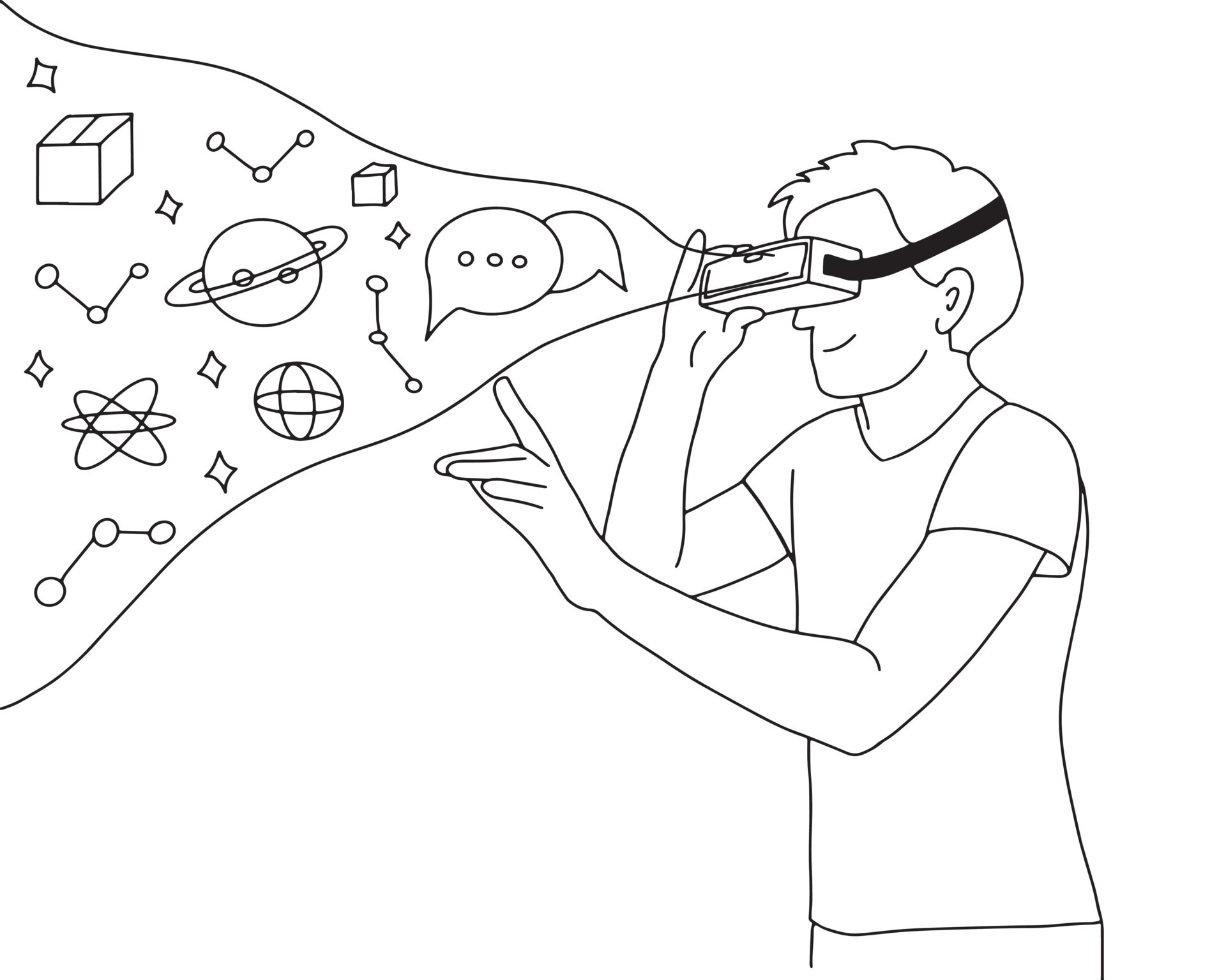 Vector illustration of a person holding virtual reality glasses. VR ... Vector illustration of a person holding virtual reality glasses. VR ...