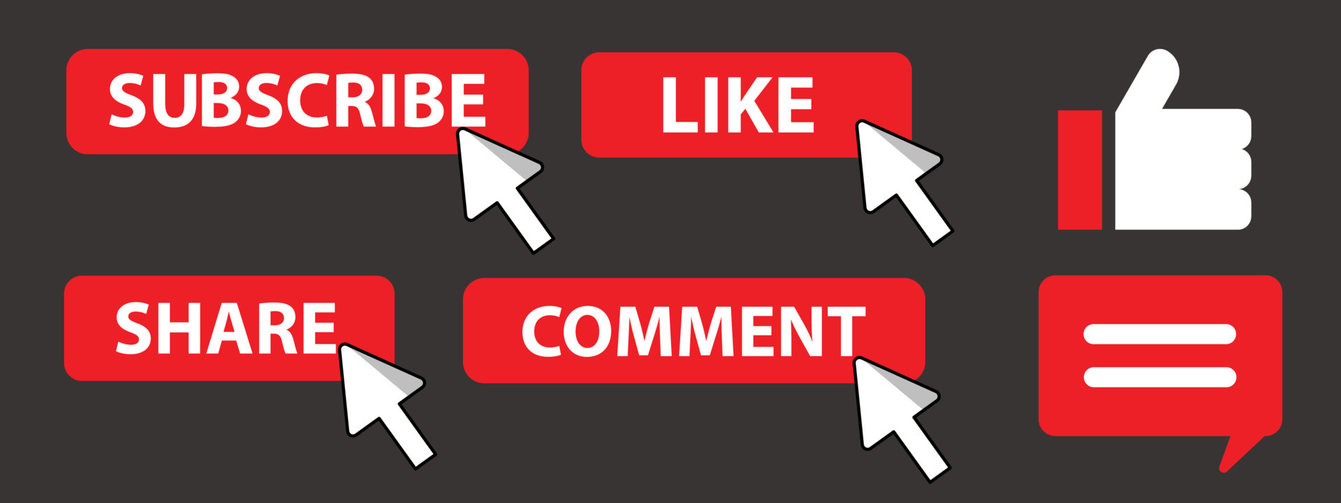 icono de flecha botón de suscripción, me gusta, comentar, compartir. ilustración vectorial de ...