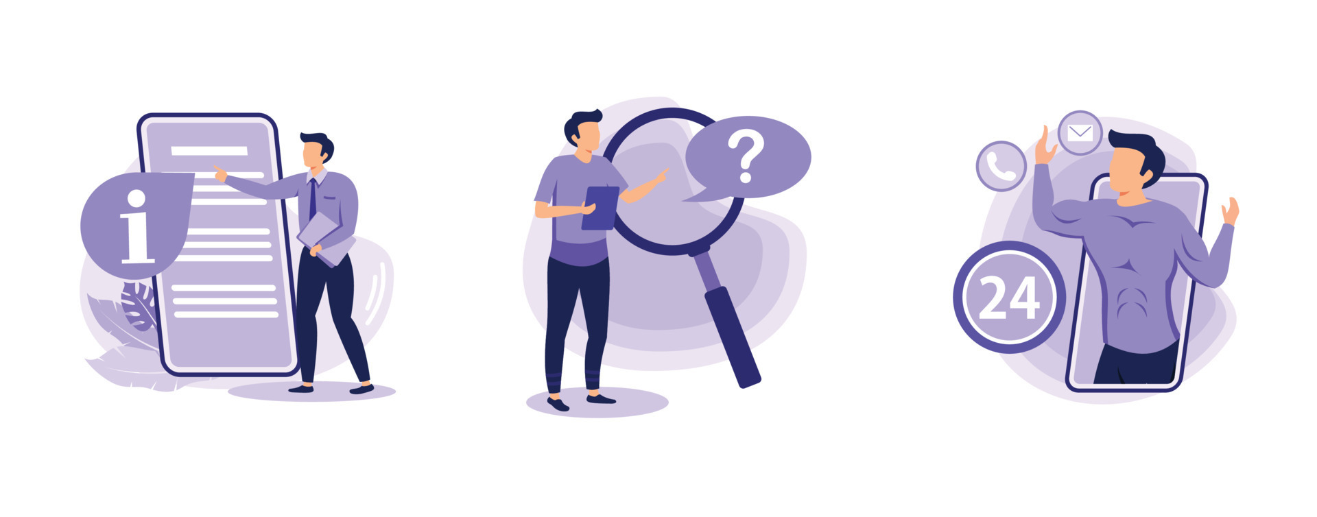 Website menu bar. Guides, FAQ and support landing page sections ...