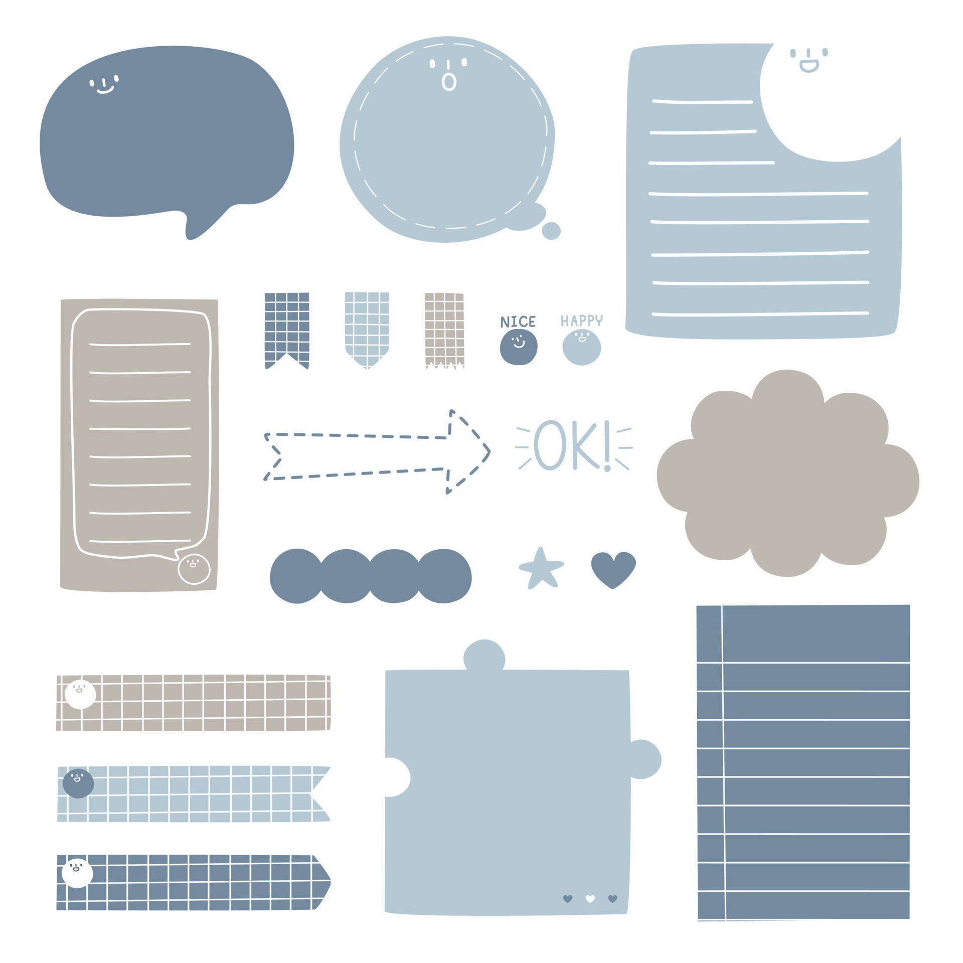 Set Of Cute Hand Drawn Doodle Text Box With Icon Speech Bubble