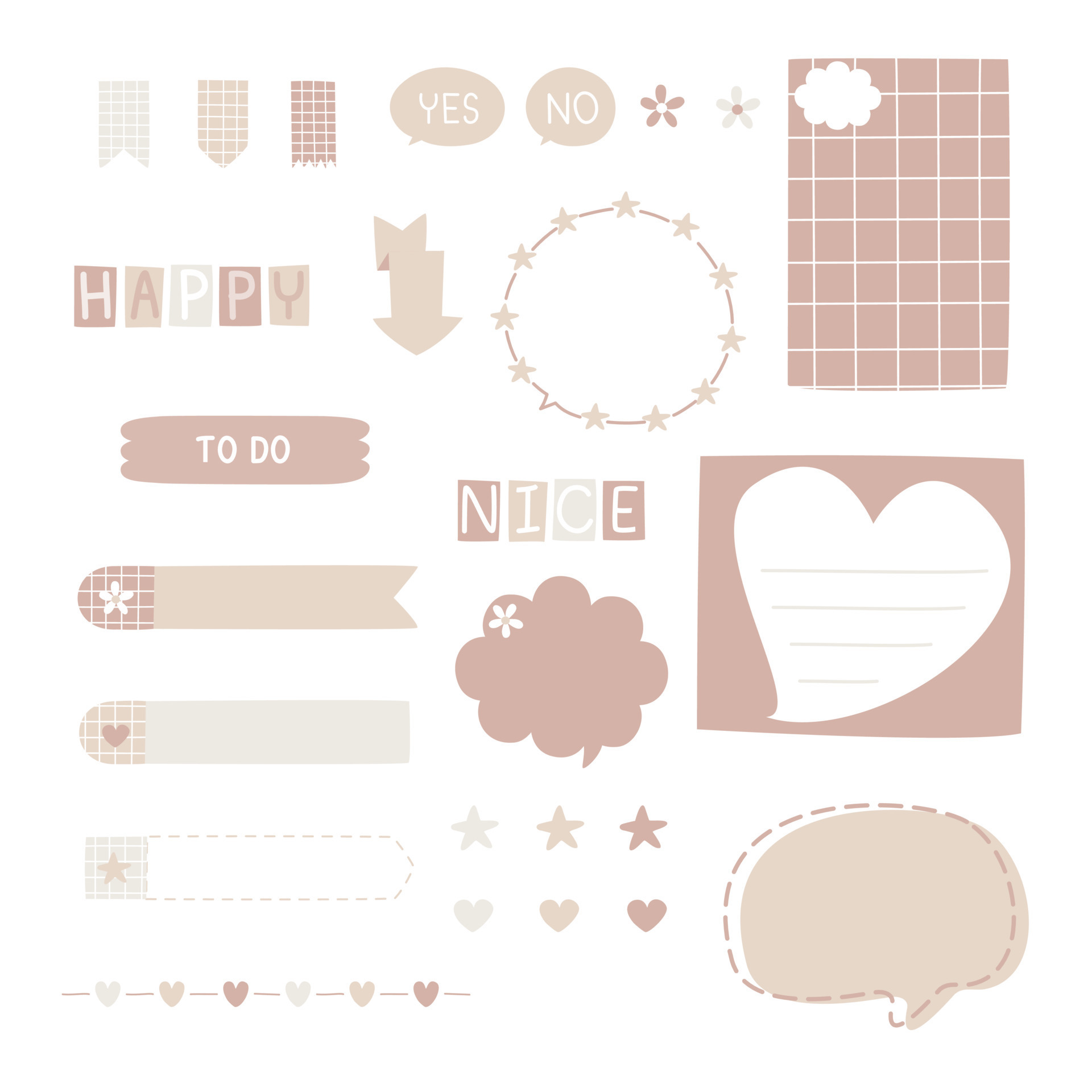 Set Of Cute Hand Drawn Doodle Text Box With Icon Speech Bubble