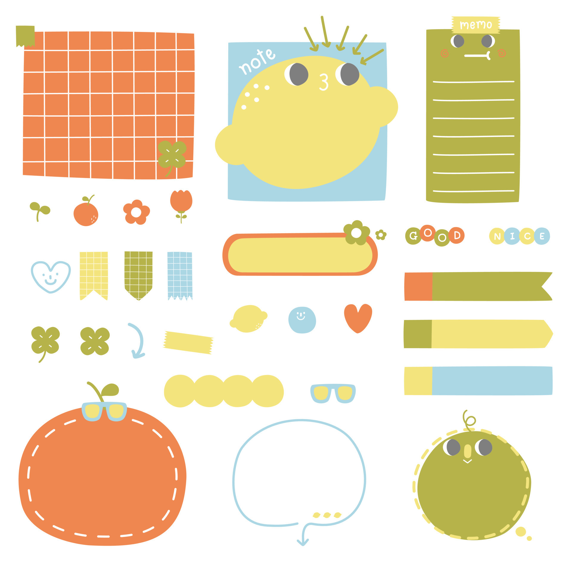 Set Of Cute Hand Drawn Doodle Text Box With Icon Speech Bubble