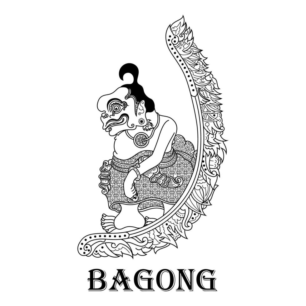 Wayang Kulit Bagong Line Art 11862284 Vector Art At Vecteezy