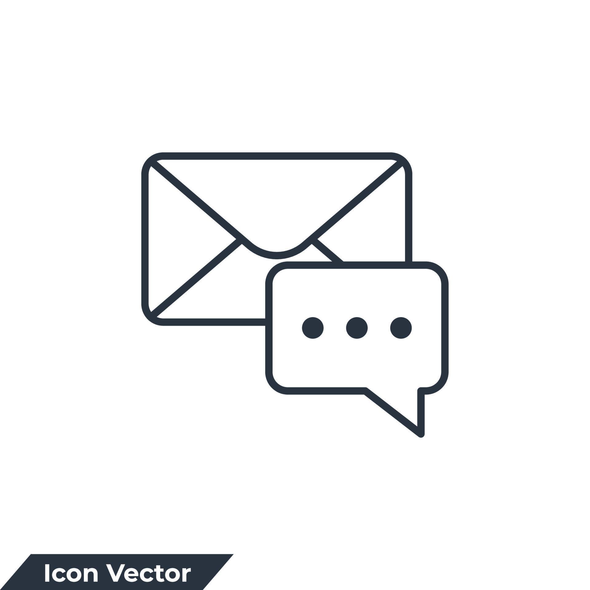 message icon logo vector illustration. Envelope and bubble chat symbol ...
