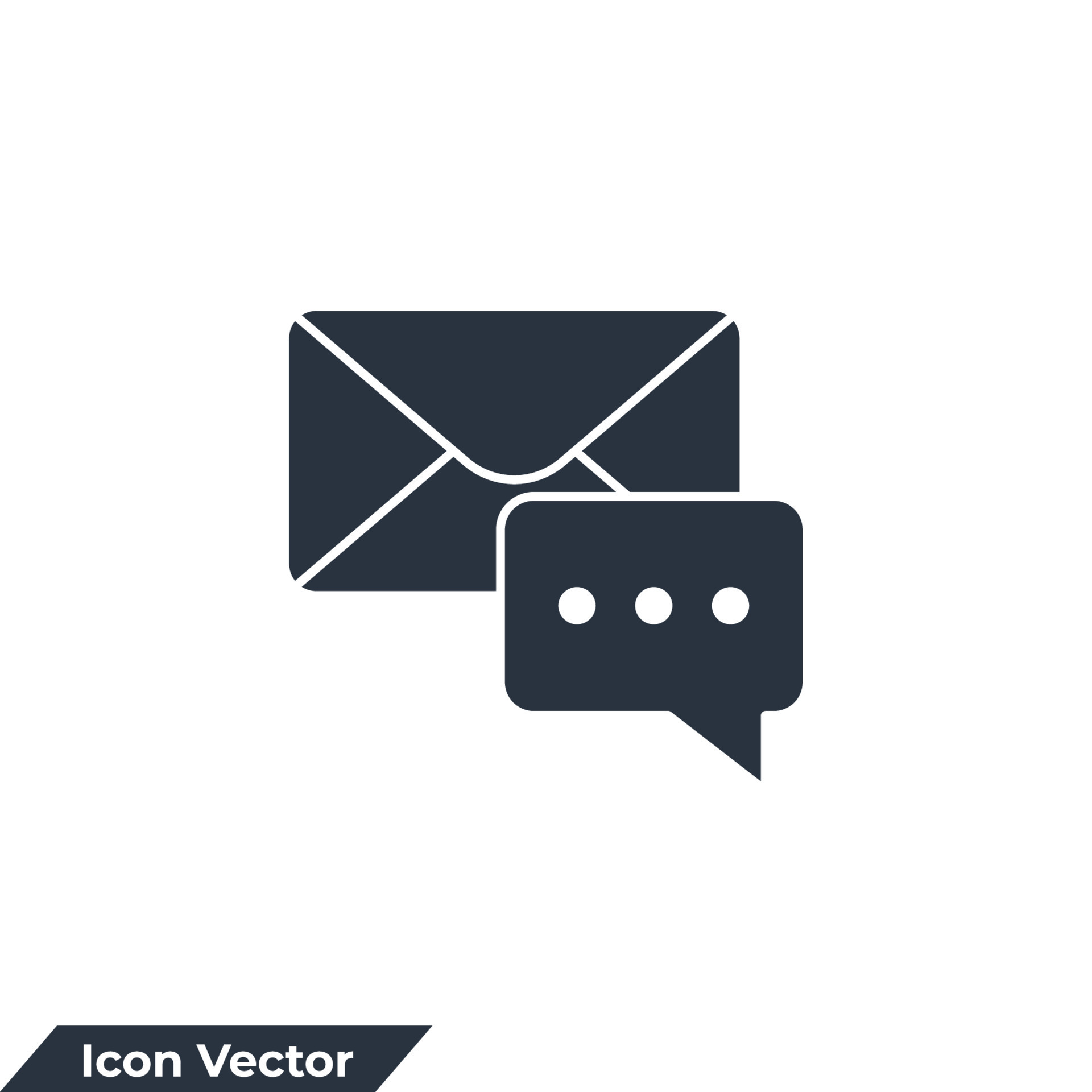 message icon logo vector illustration. Envelope and bubble chat symbol ...