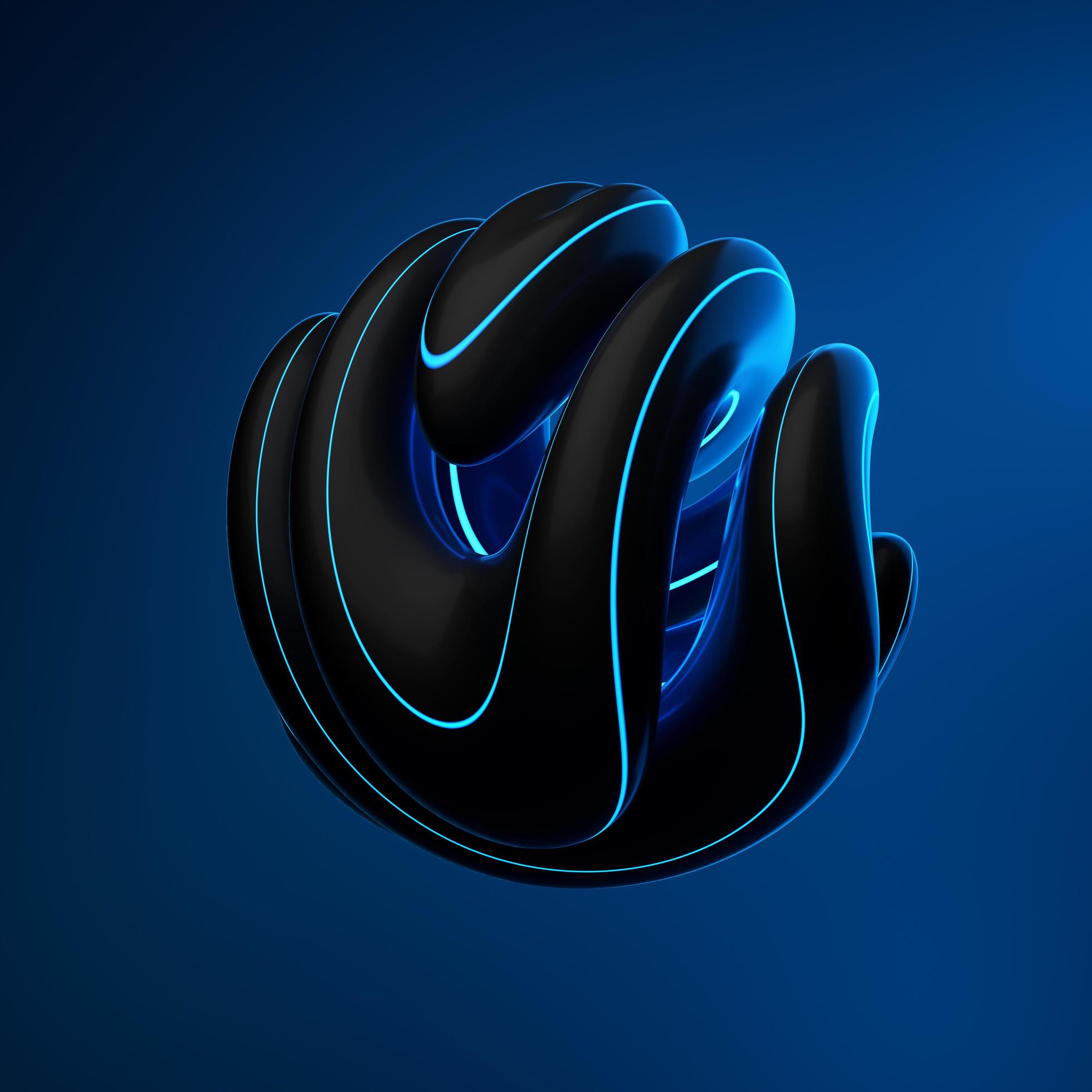 Abstract art with surreal 3d organic ball in curve wavy smooth and soft bio forms in matte ...