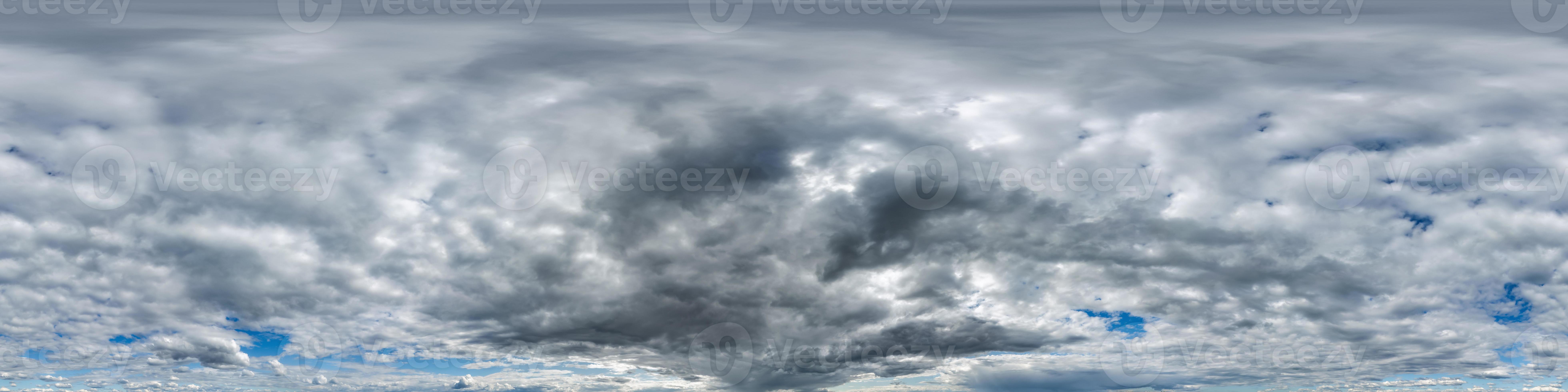 Seamless overcast blue sky hdri panorama 360 degrees angle view with zenith and beautiful clouds ...